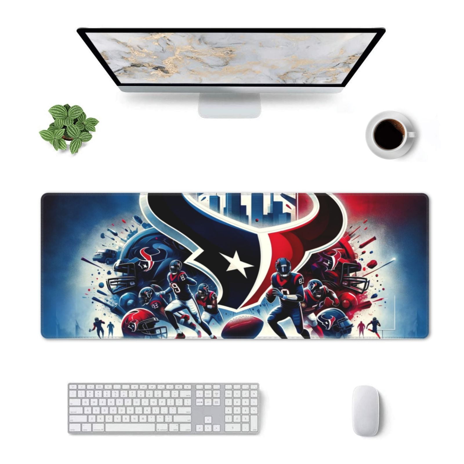 Texans Football Team Pattern Oversized Rubber Keyboard Pad 12x31.5 Inch ...
