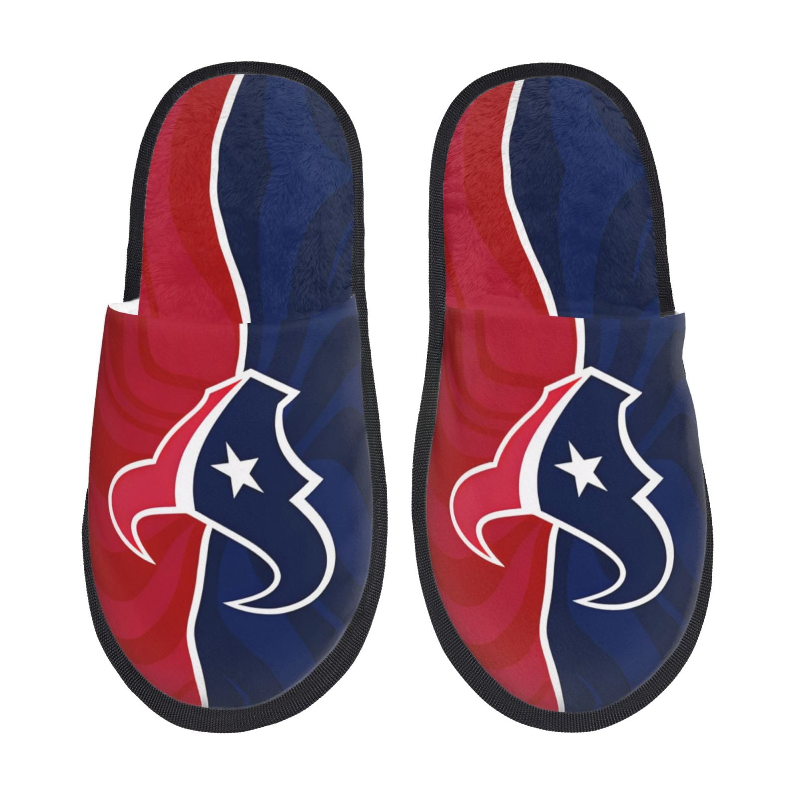 Texans Football Team Themed Custom Plush Slippers, Soft and Warm Indoor ...