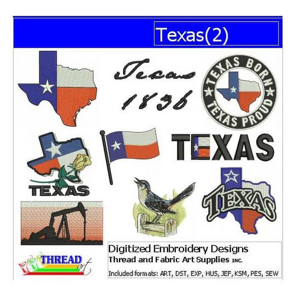 Texas(2) Embroidery Designs - All Popular Formats Included - Loaded on ...