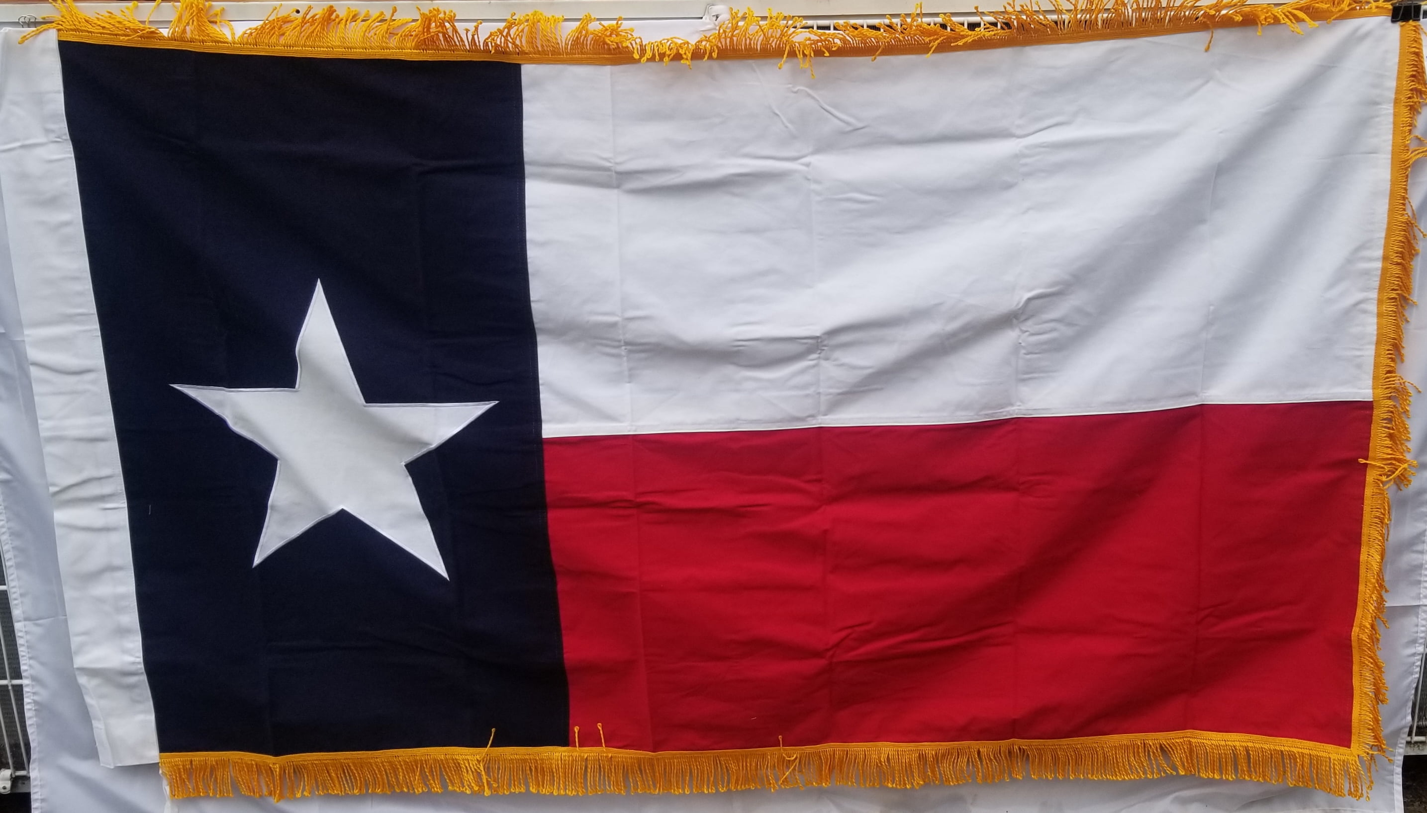 Texas 3'x5' Embroidered Flag ROUGH TEX® Cotton with Gold Fringe ...
