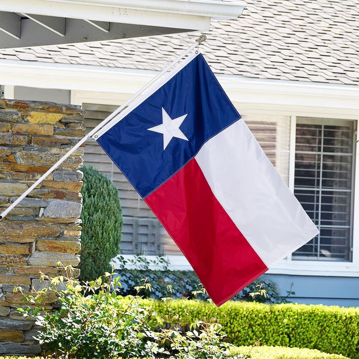 Texas 3x5 Outdoor Flag and Flagpole Set Tangle Free Spinner Flagpole ...