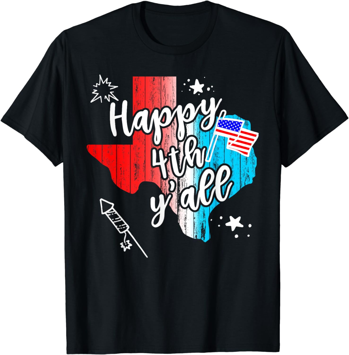 Texas 4th Of July Happy 4th Y'all Patriotic Ombre State Tee - Walmart.com