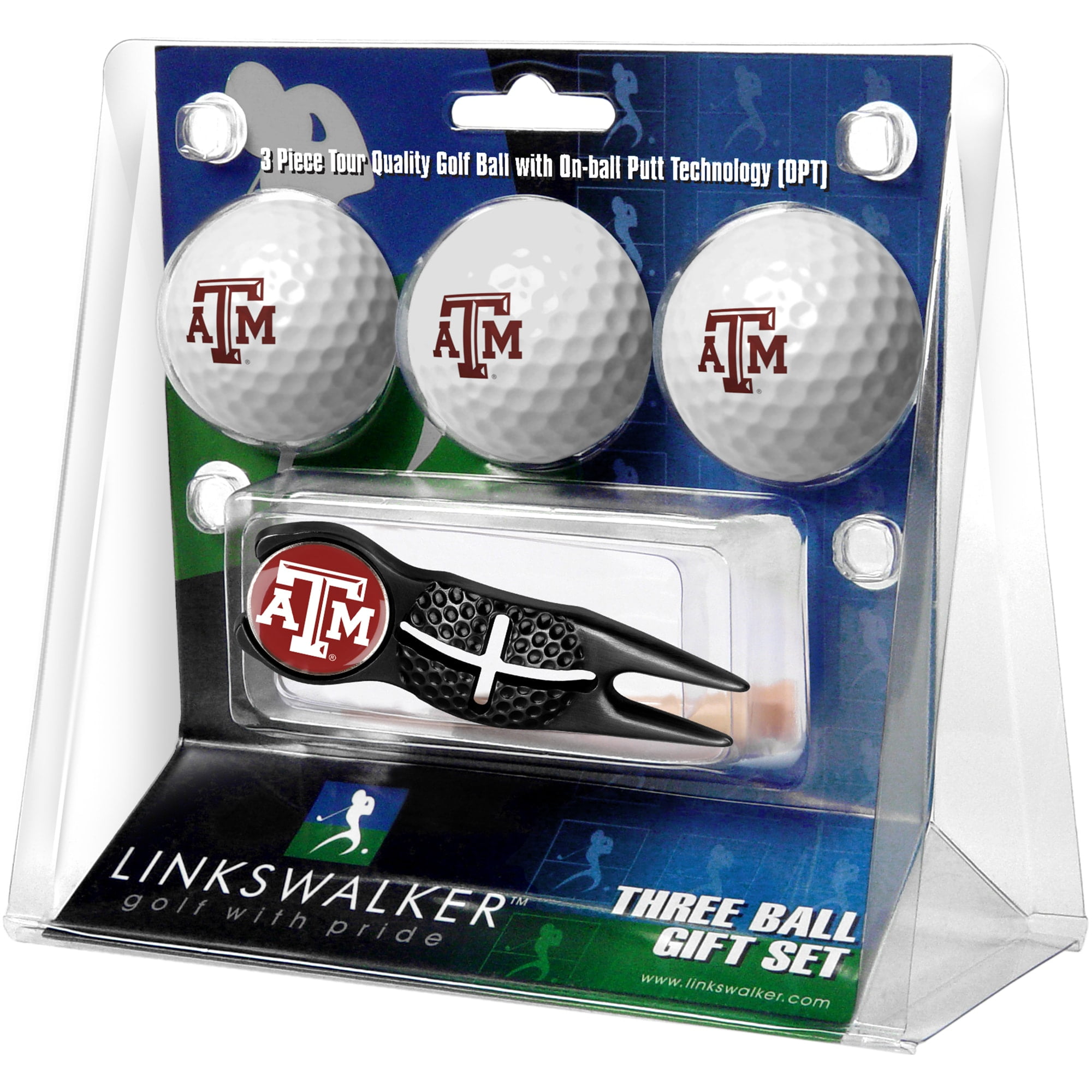 Texas A&M Aggies 3-Pack Golf Ball Gift Set with Black Crosshair Divot ...