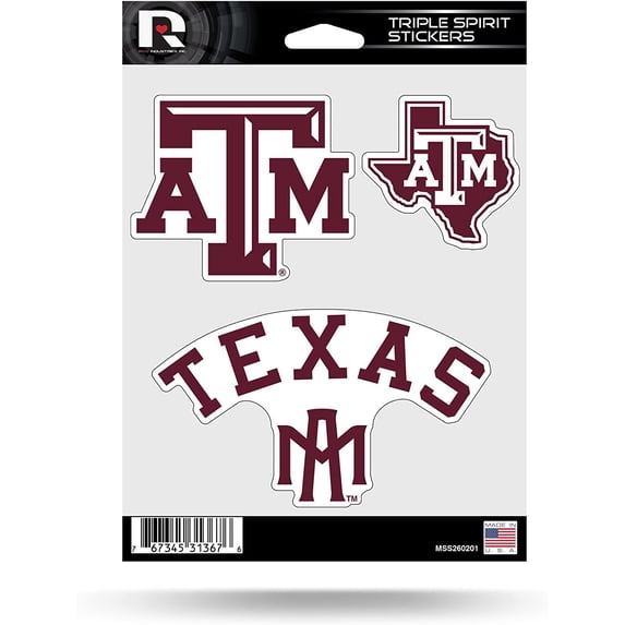 Texas A&M Aggies Die Cut 3-Piece Triple Spirit Sticker Sheet - Walmart.com