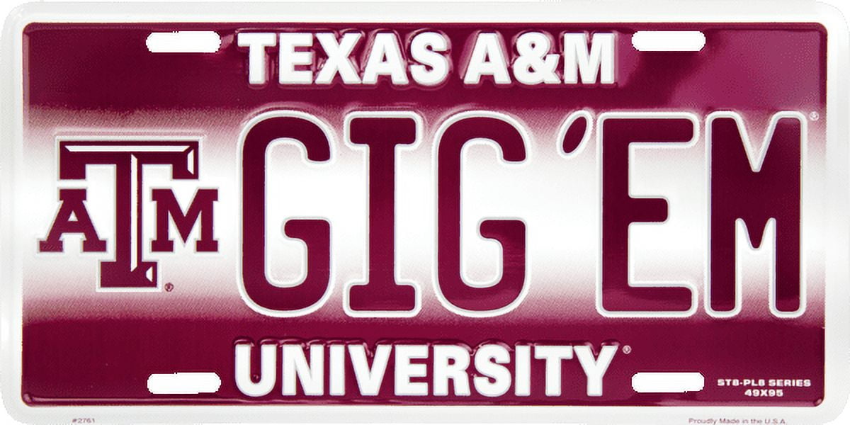 texas a & m gig em novelty vanity license plate - Walmart.com