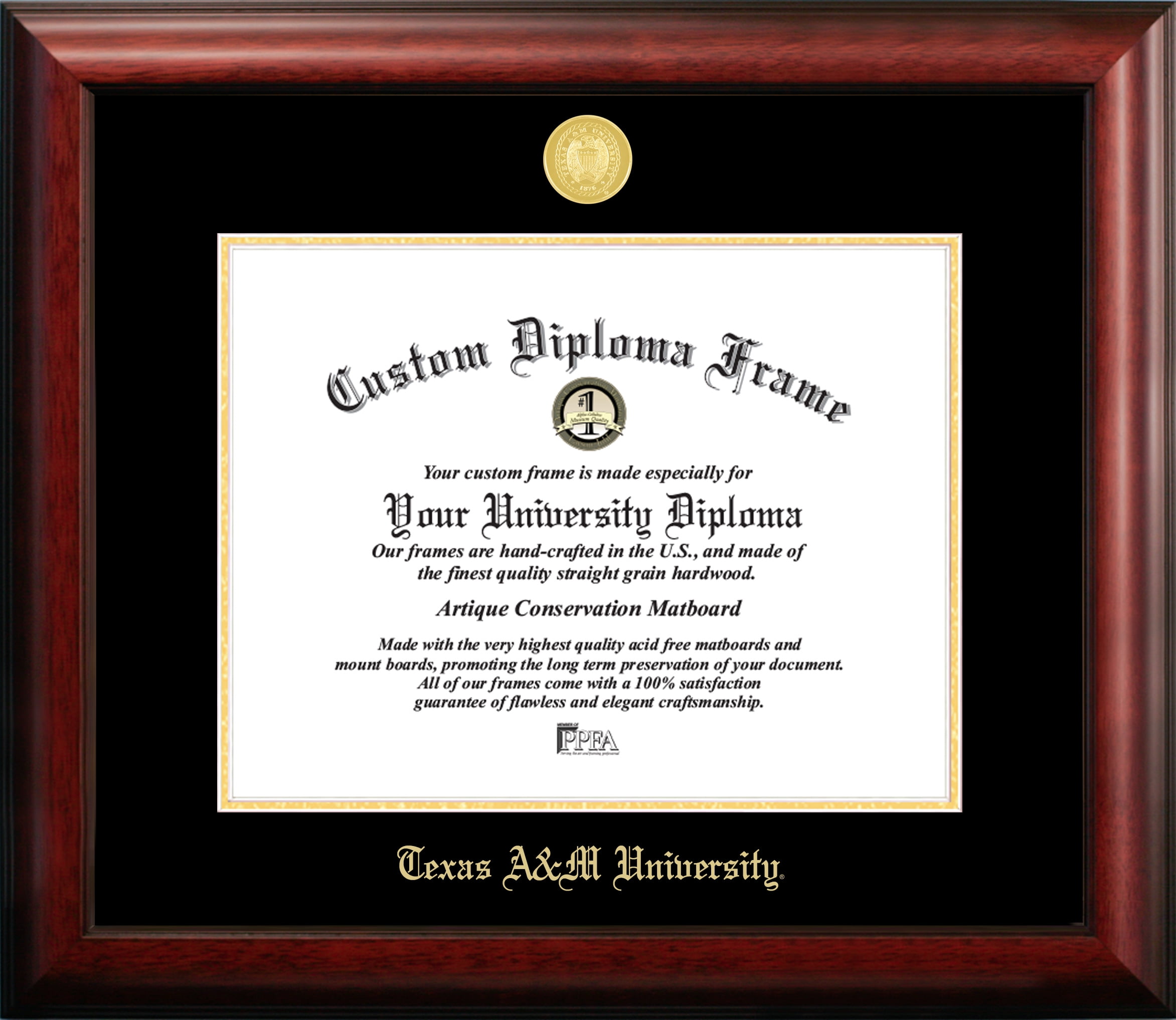 Texas A&M University 12.5" x 16" Gold Embossed Diploma Frame - Walmart.com