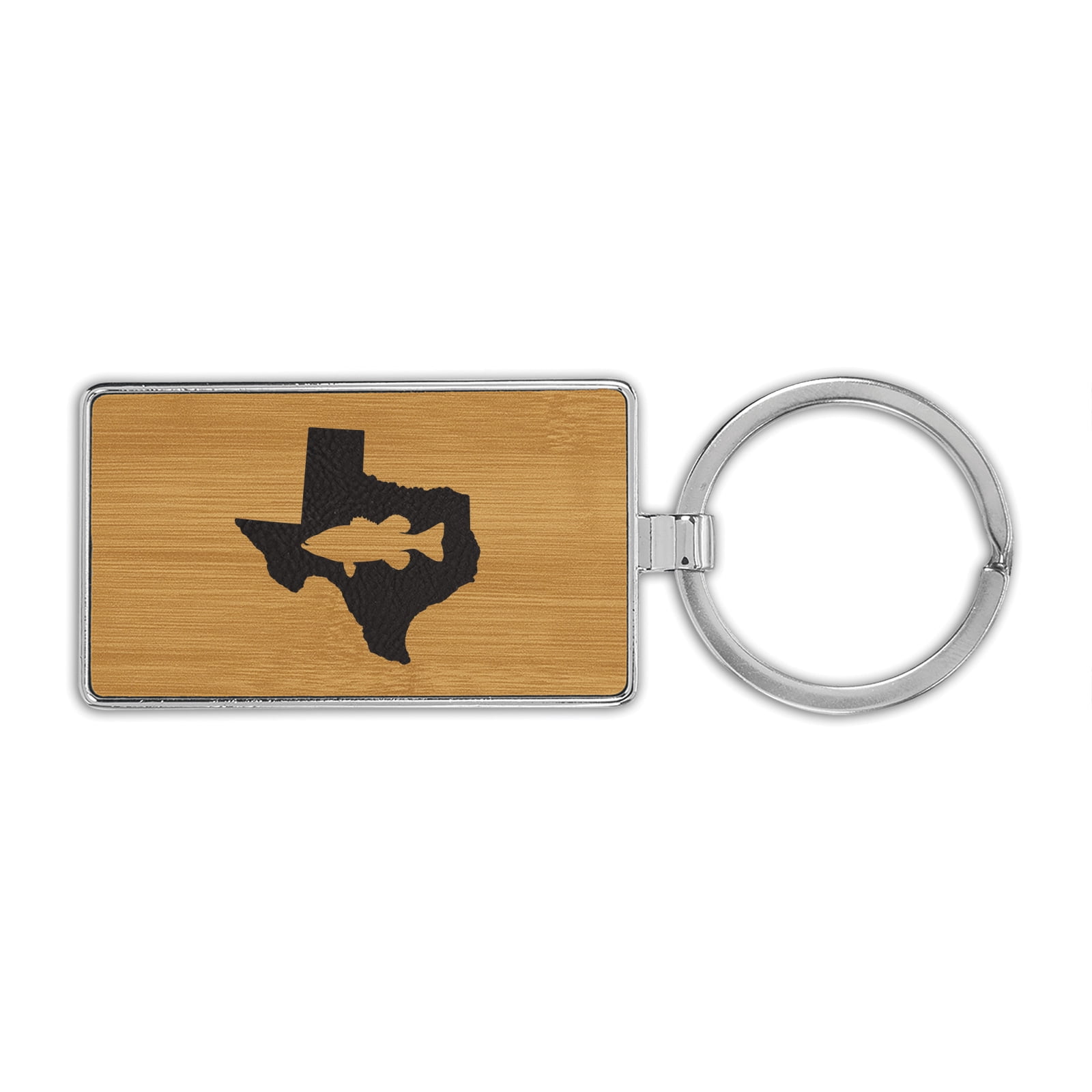 Texas Bass Premium Leatherette Keychain state shaped largemouth sport ...