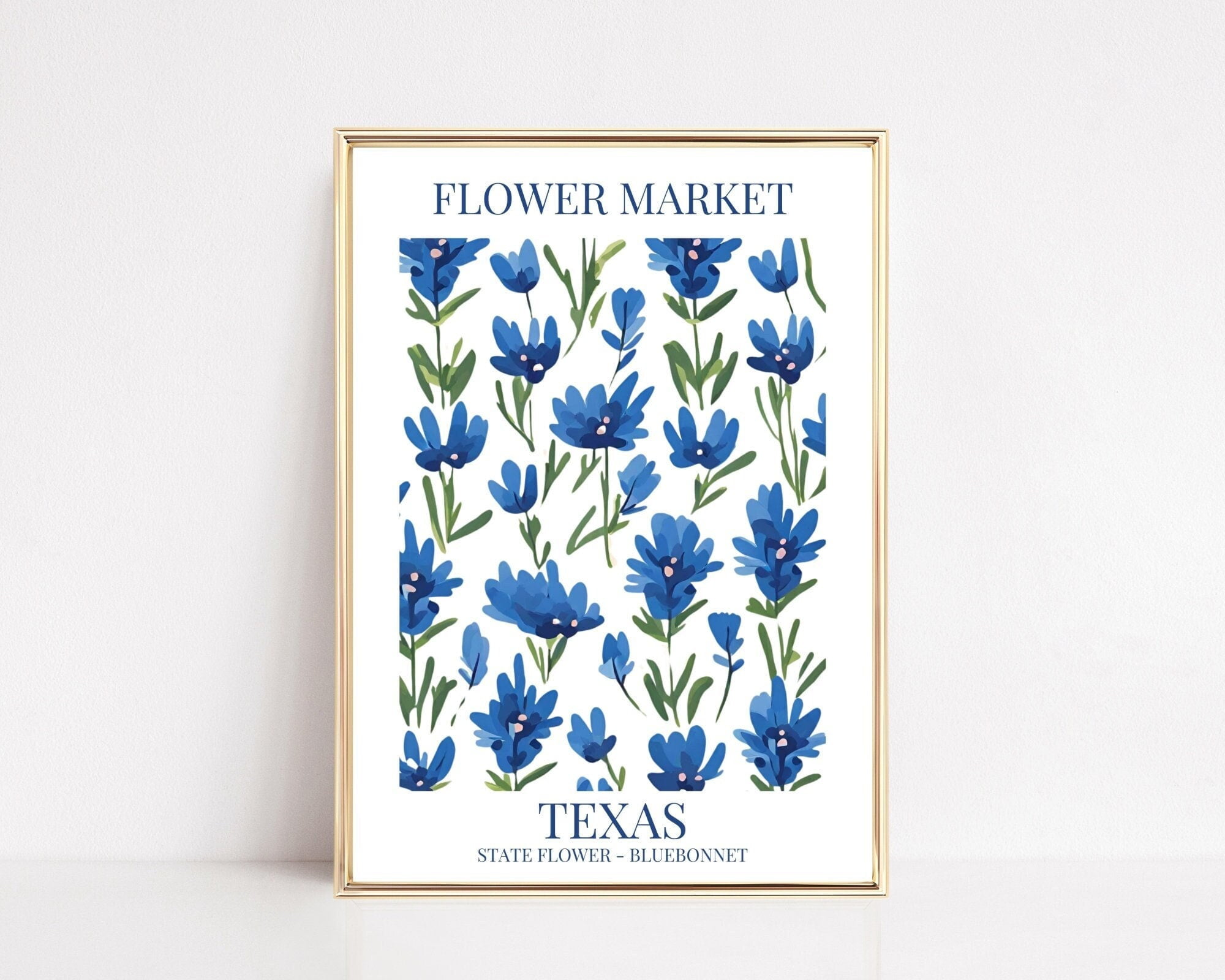 Texas Bluebonnet Flower Market Print State Flower Botanical Wildflower ...