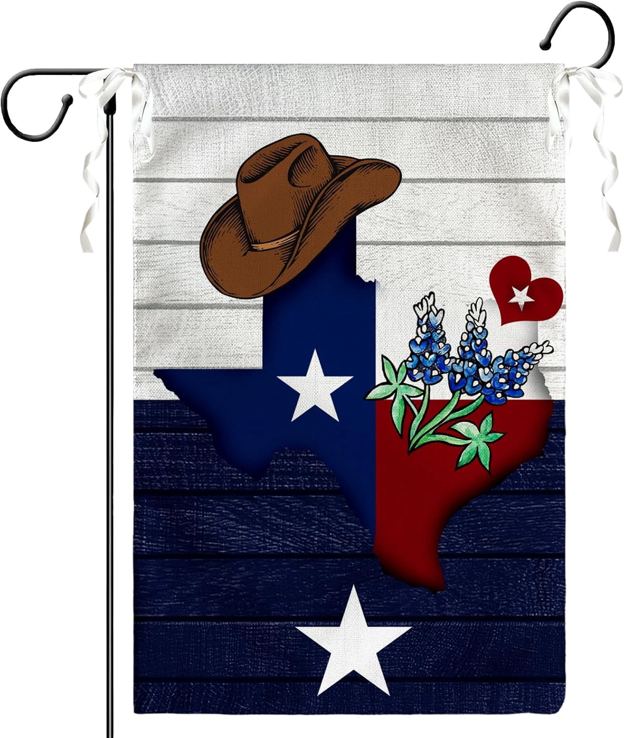 Texas Bluebonnet Garden Flag 12 x 18 Inch Texas Cowboy Hat Yard Flags ...