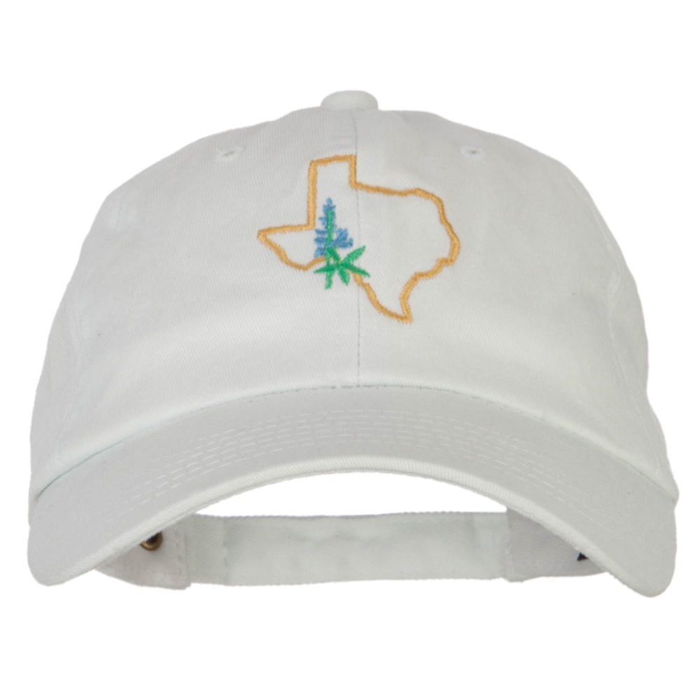 Texas Bluebonnet with Map Embroidered Unstructured Washed Cap - White ...