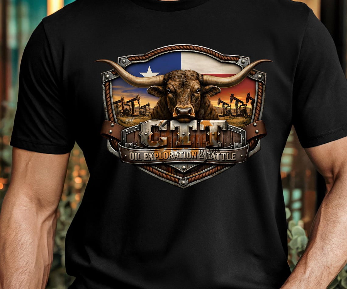 Texas Bull Oilfield Logo, Western Ranch T-Shirt, CTT Oil and ...