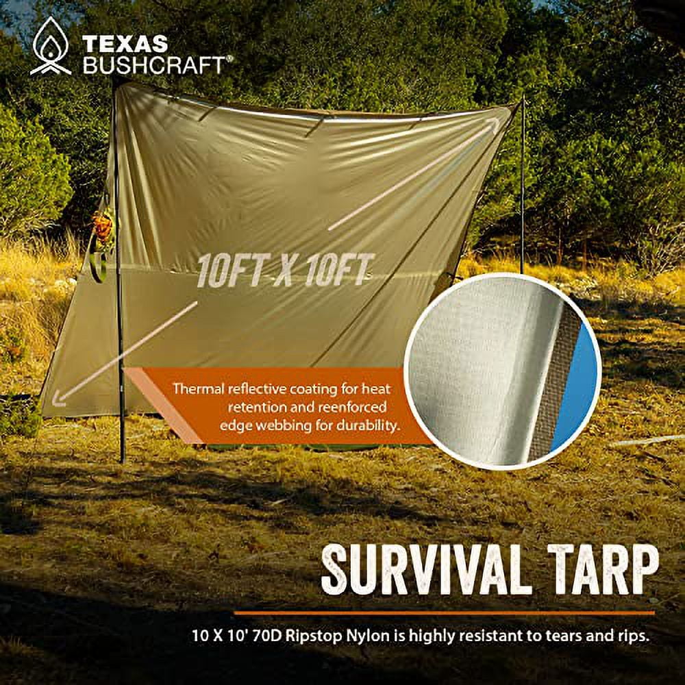 Texas Bushcraft Emergency Camping Tarp, Waterproof 10x10 Emergency ...