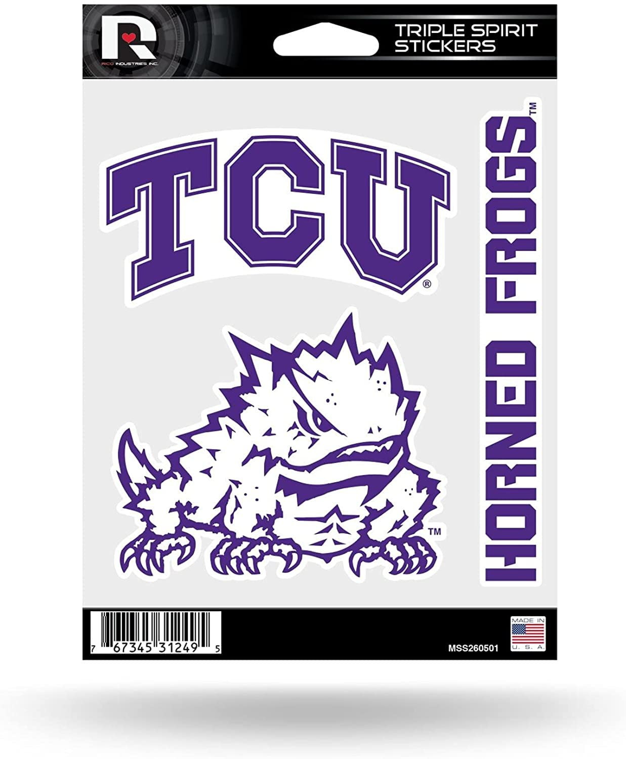 Texas Christian University Horned Frogs TCU 3 Piece Decal Sheet Triple ...