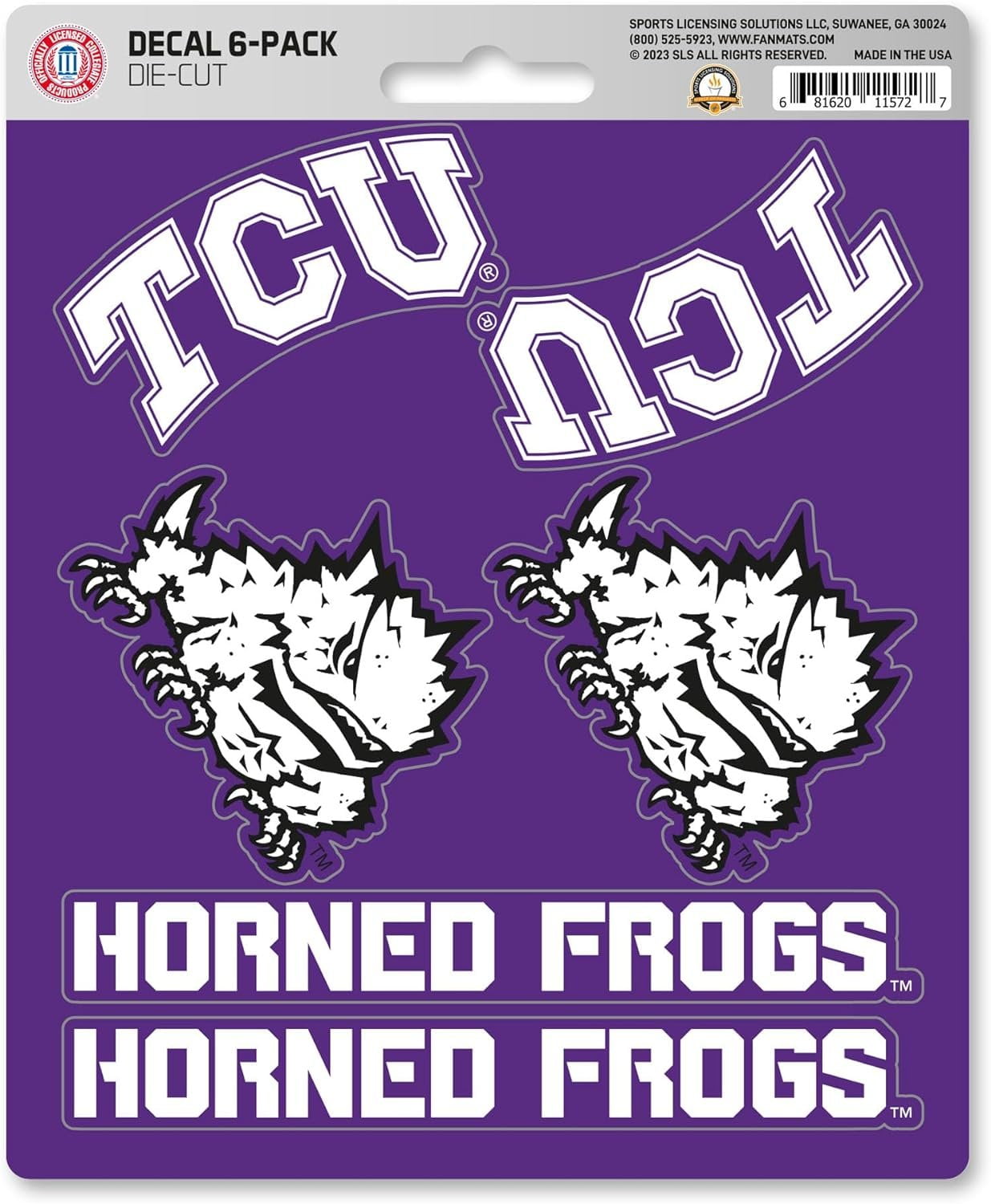 Texas Christian University TCU Horned Frogs 6-Piece Decal Sticker Set ...