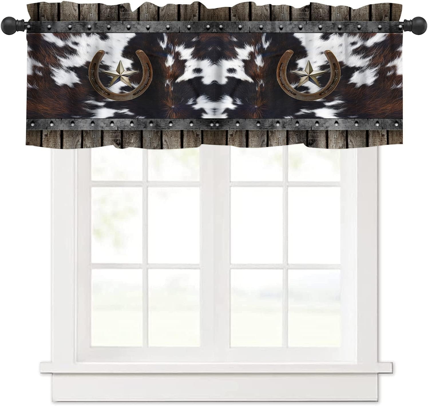 Texas Country Valance Curtain for Kitchen,Vintage Cowhide Animal ...