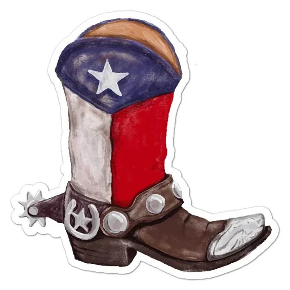 Texas Cowboy Boot Sticker Indoor Outdoor Phone Decal Water Bottle ...