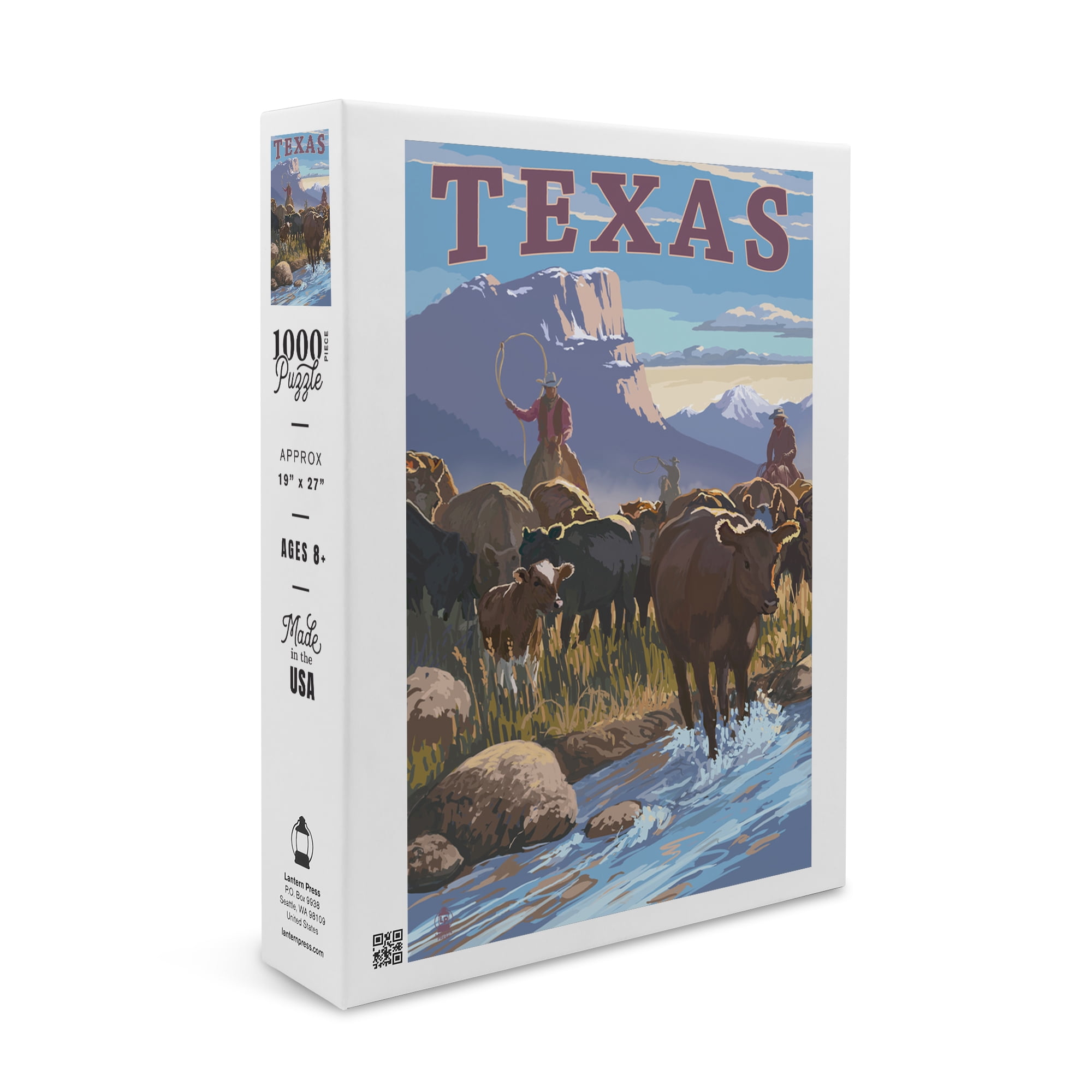 Texas, Cowboy Cattle Drive Scene (1000 Piece Puzzle, Size 19x27 ...