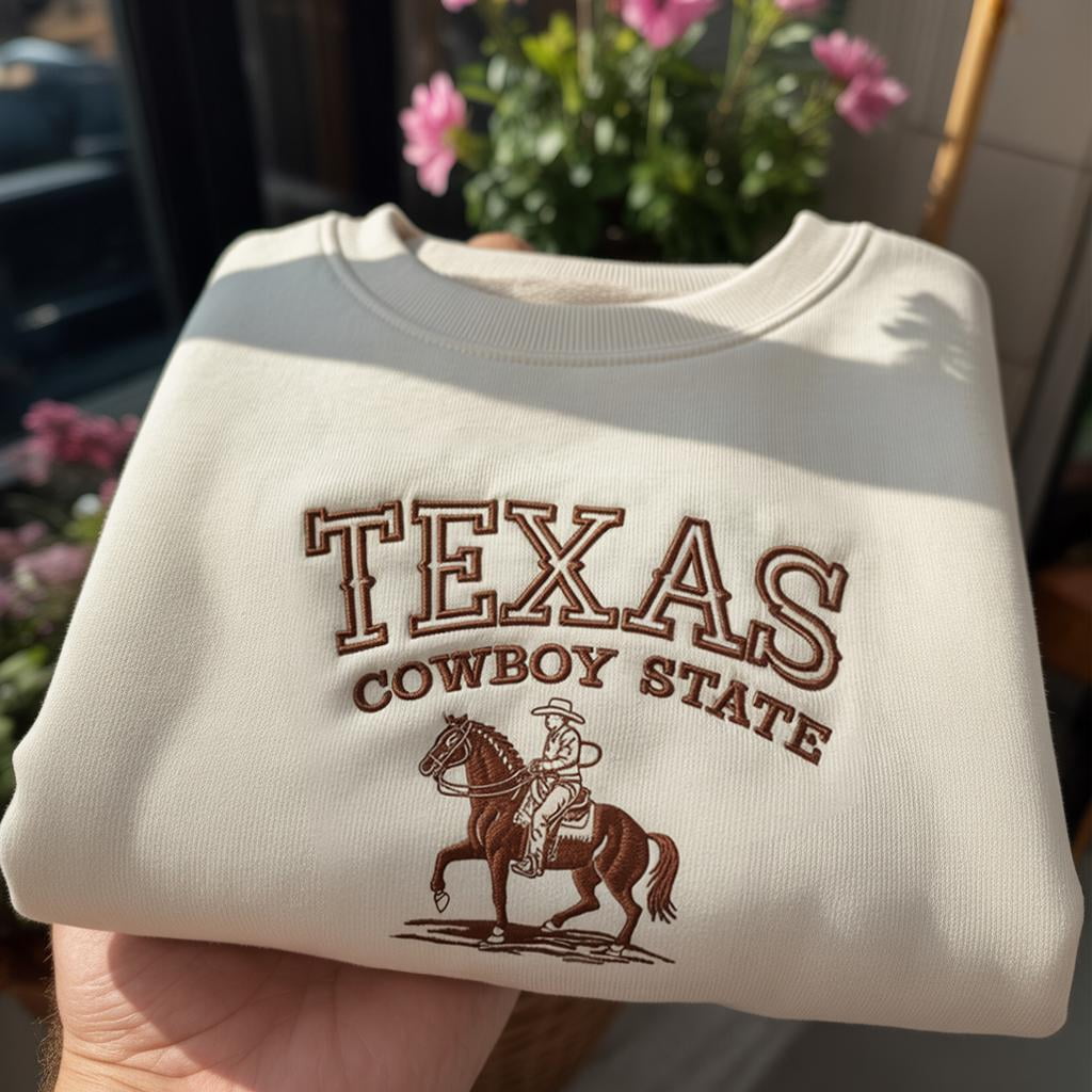 Texas Cowboy State Embroidered Sweatshirt, Vintage Texas Horse Crewneck ...