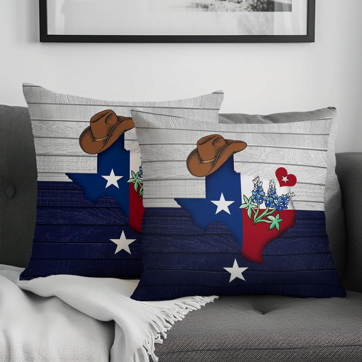 Texas Decorative Pillow Covers 18x18 Inch Set of 2 Texas Bluebonnet ...
