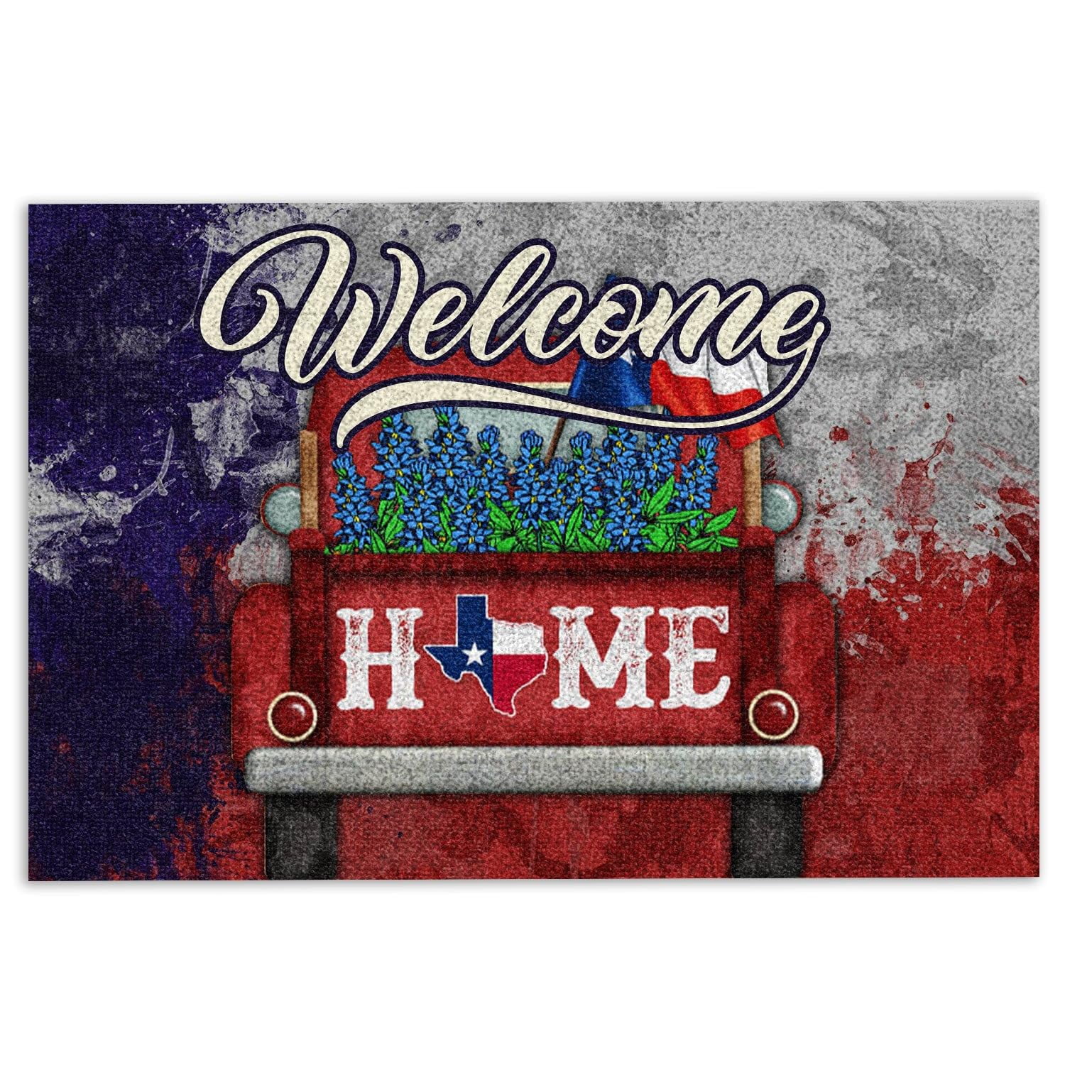 Texas Door Mat Welcome Home Truck Texas Flag Bluebonnet Wild West ...