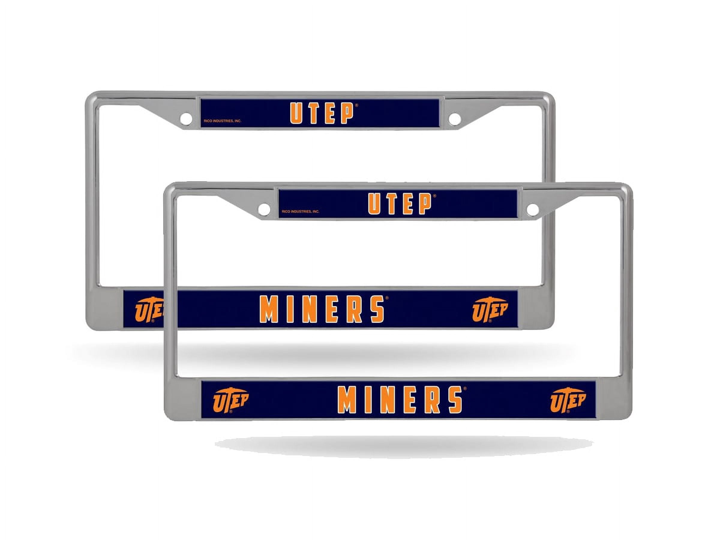 Texas El Paso UTEP Miners (Set of 2) Chrome Metal License Plate Frames ...