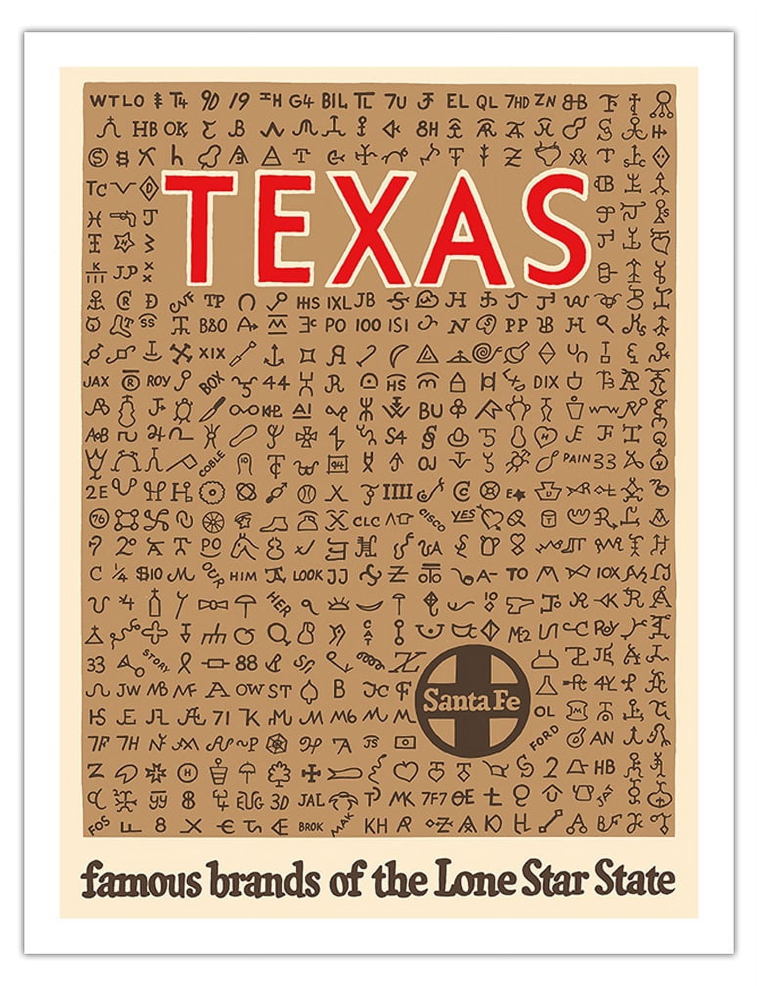 Texas - Famous Cattle Brands of the Lone Star State - Santa Fe Railroad ...