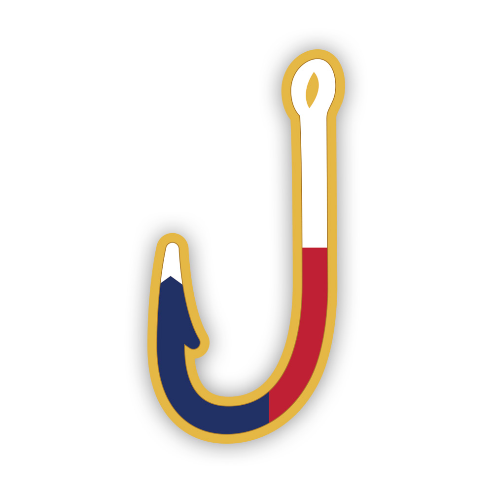 Texas Fish Hook Sticker Decal - Self Adhesive Vinyl - Weatherproof ...