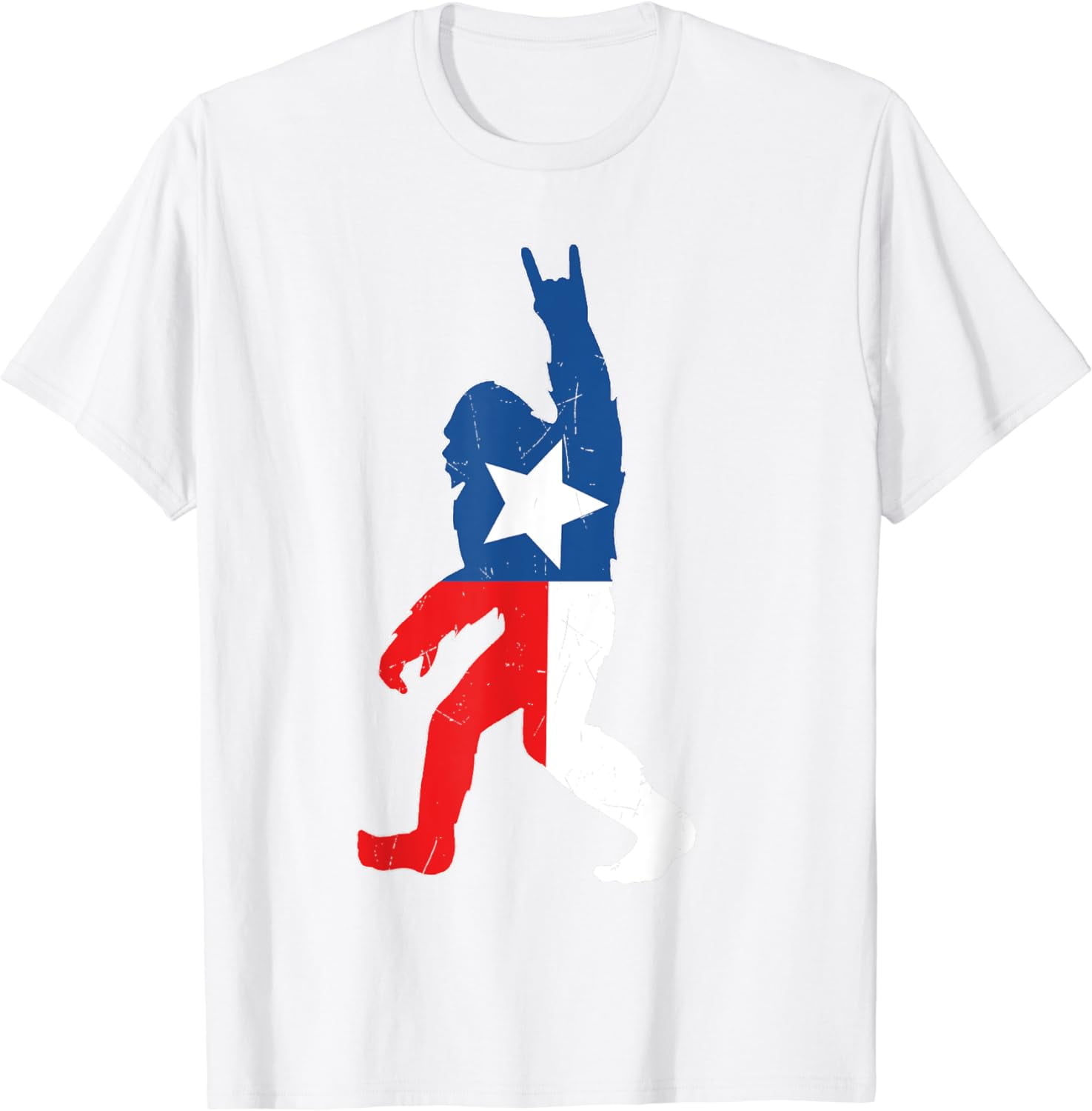 Texas Flag Bigfoot TX Big Foot Sasquatch Rock On T-Shirt - Walmart.com