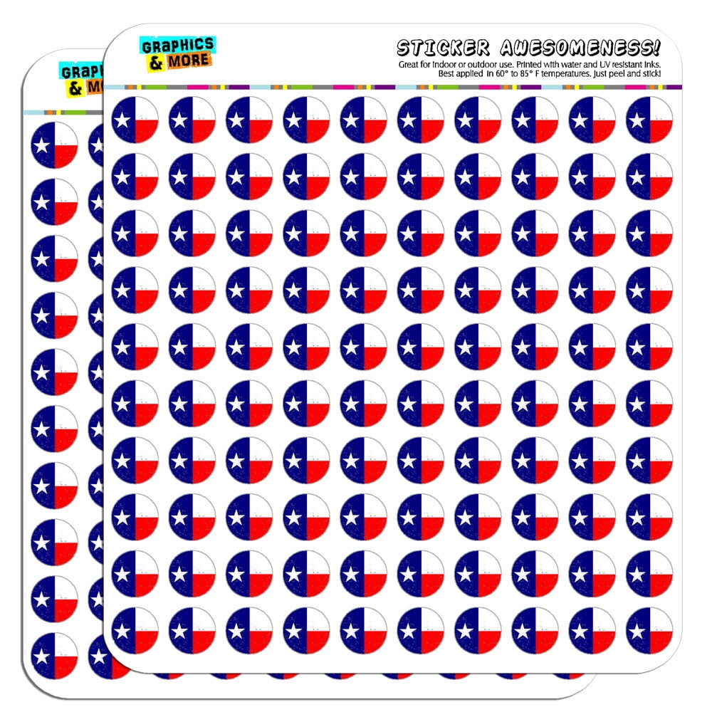 Texas Flag Distressed 1/2" (0.5") Scrapbooking Crafting Stickers ...