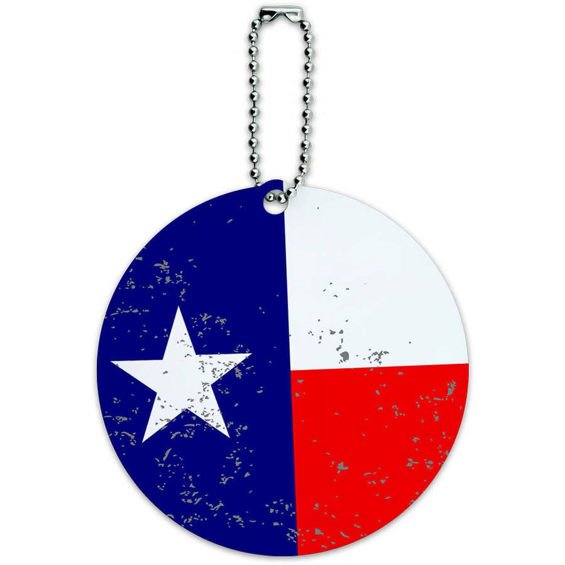 Texas Flag Distressed Round Luggage ID Tag Card for Suitcase or Carry ...