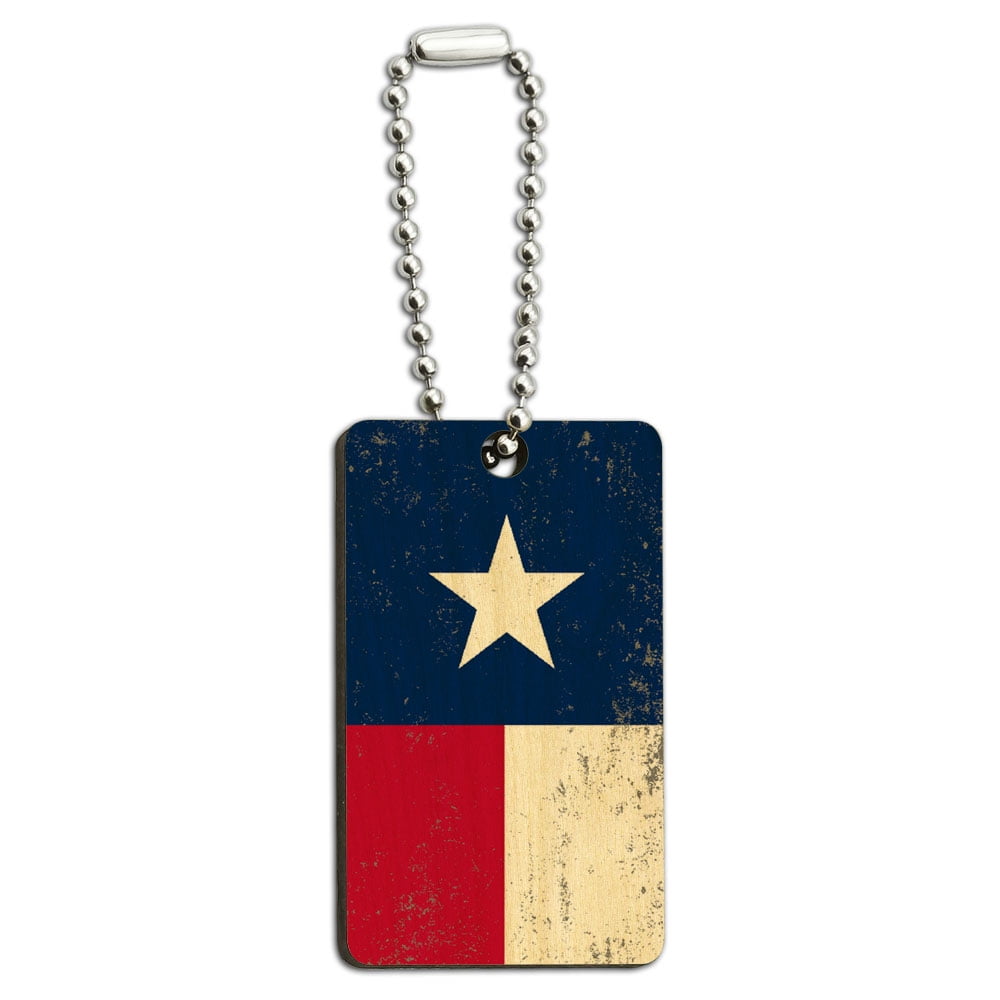 Texas Flag Distressed Wood Rectangle Key Chain - Walmart.com