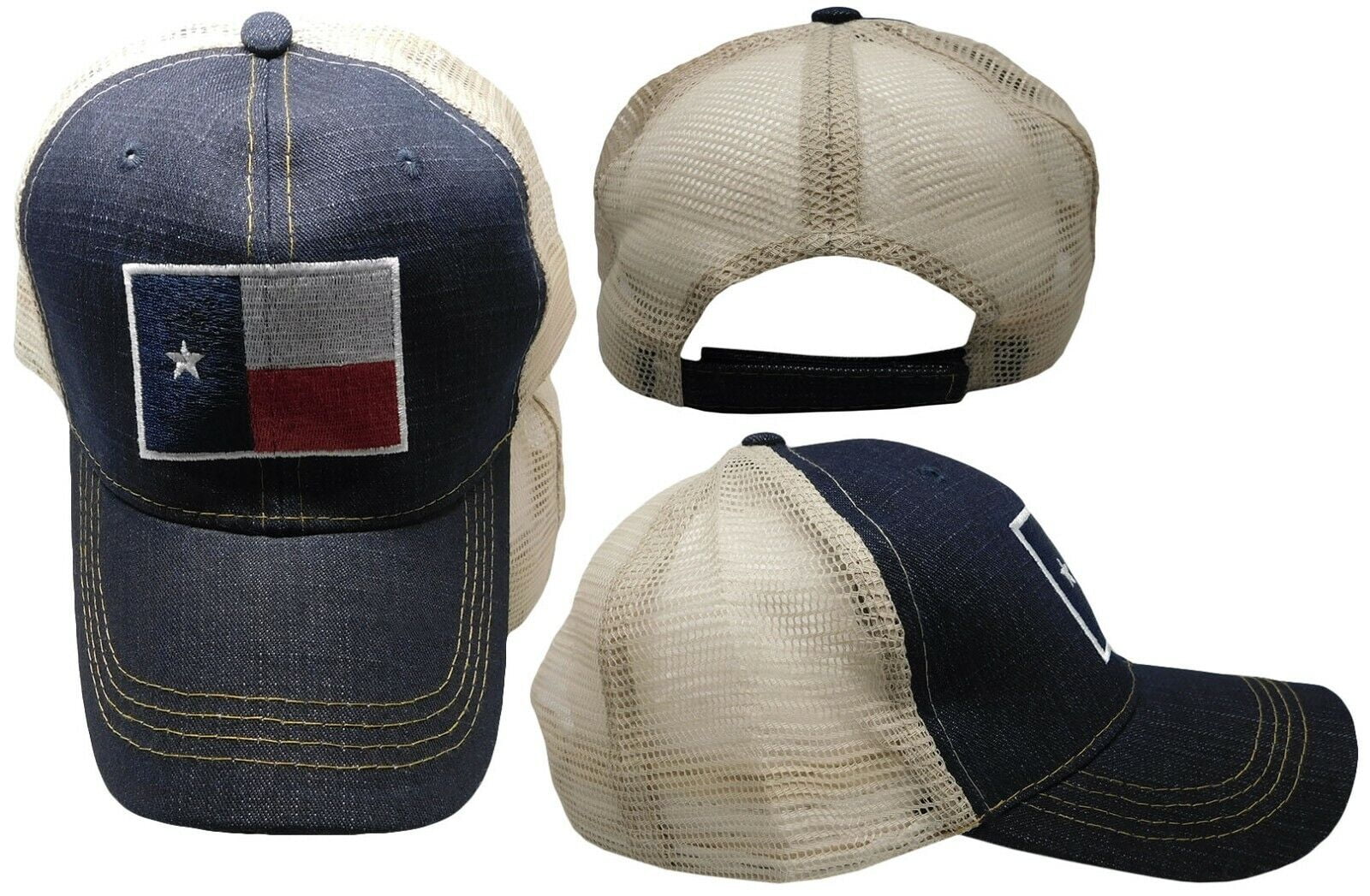 Texas Flag Patch Denim Blue Trucker Mesh Back Adjustable Embroidered ...