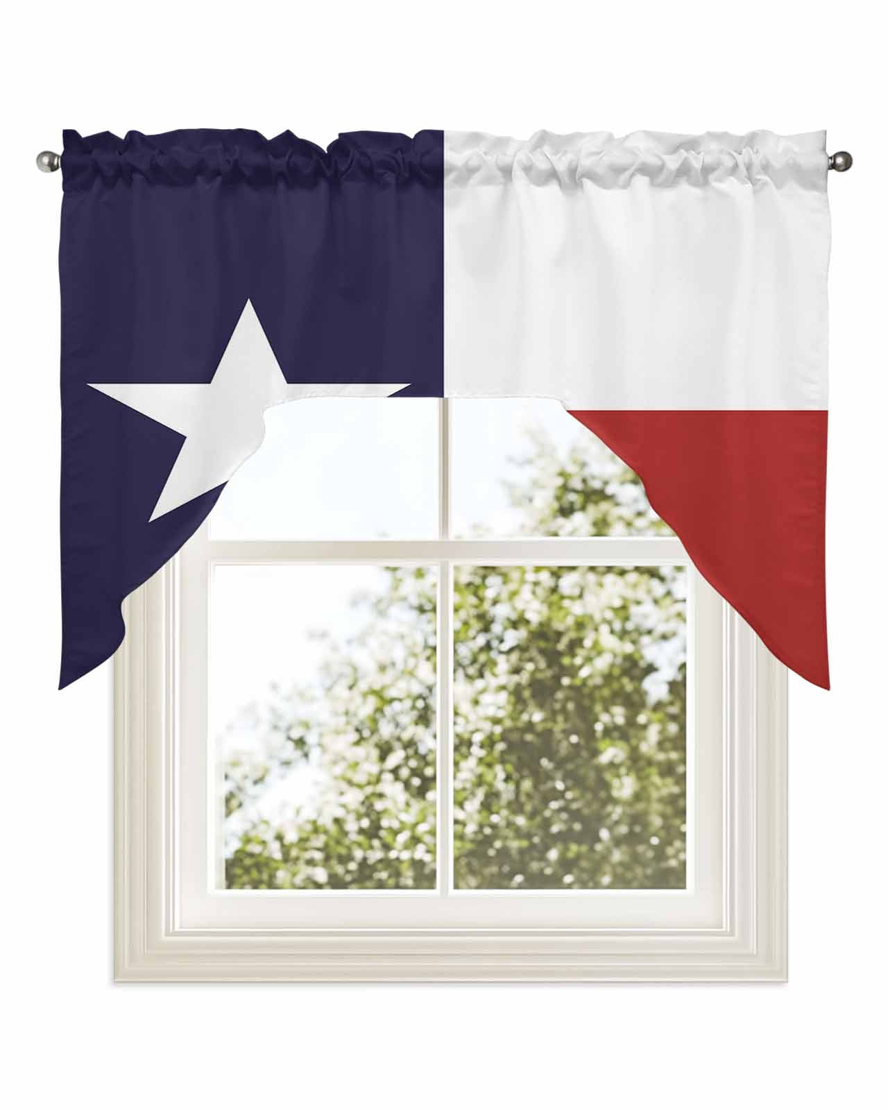 Texas Flag Red Blue and White Kitchen Curtains Swag Valance for Windows ...