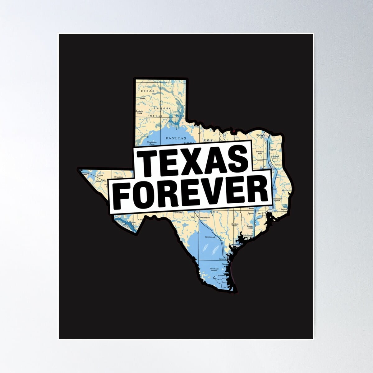 Texas Forever Map Poster Wall Art, Modern Wall Decor For Living Room ...