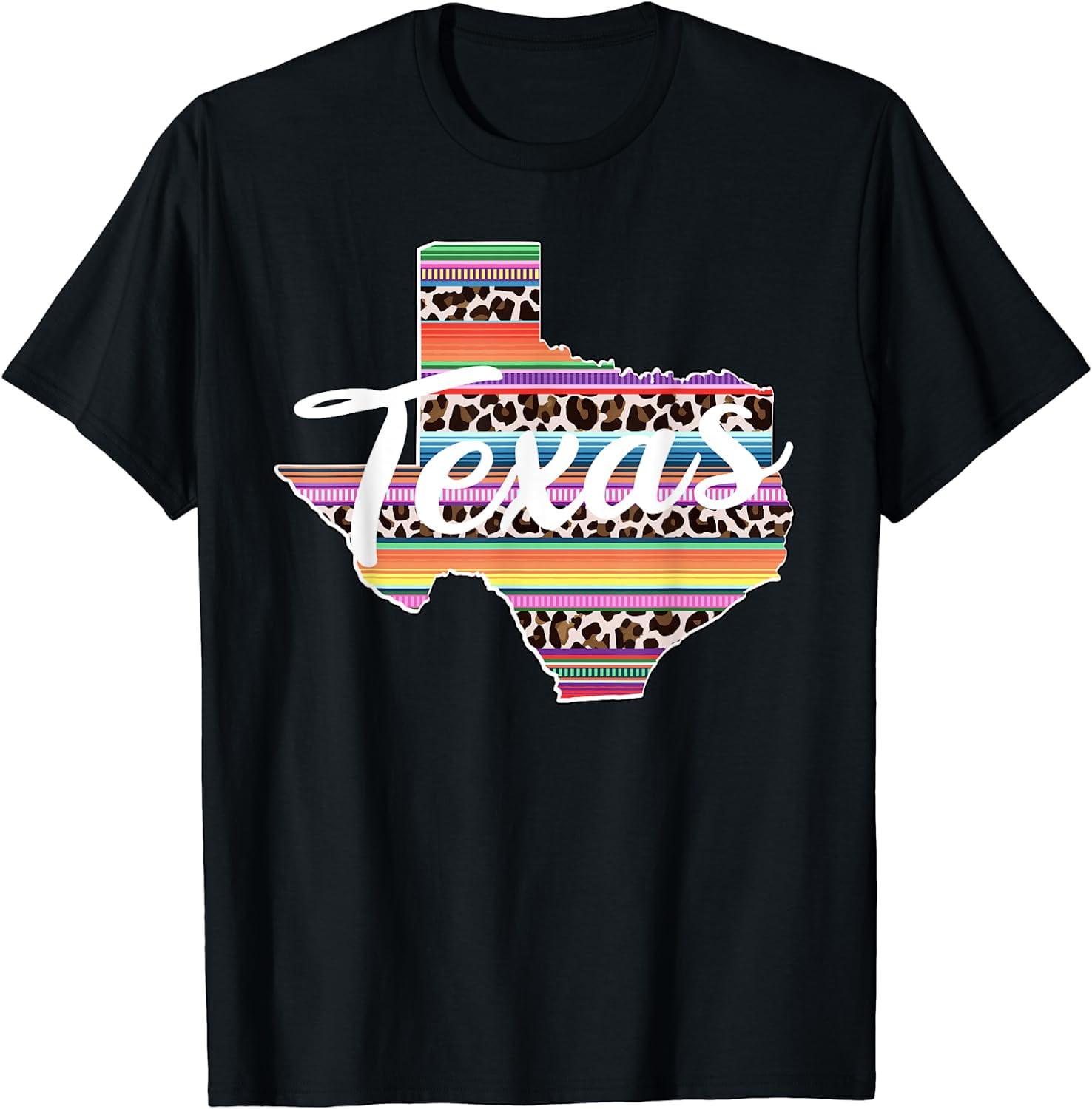Texas Girl Serape Leopard Rustic State Pride T-Shirt Black Large ...