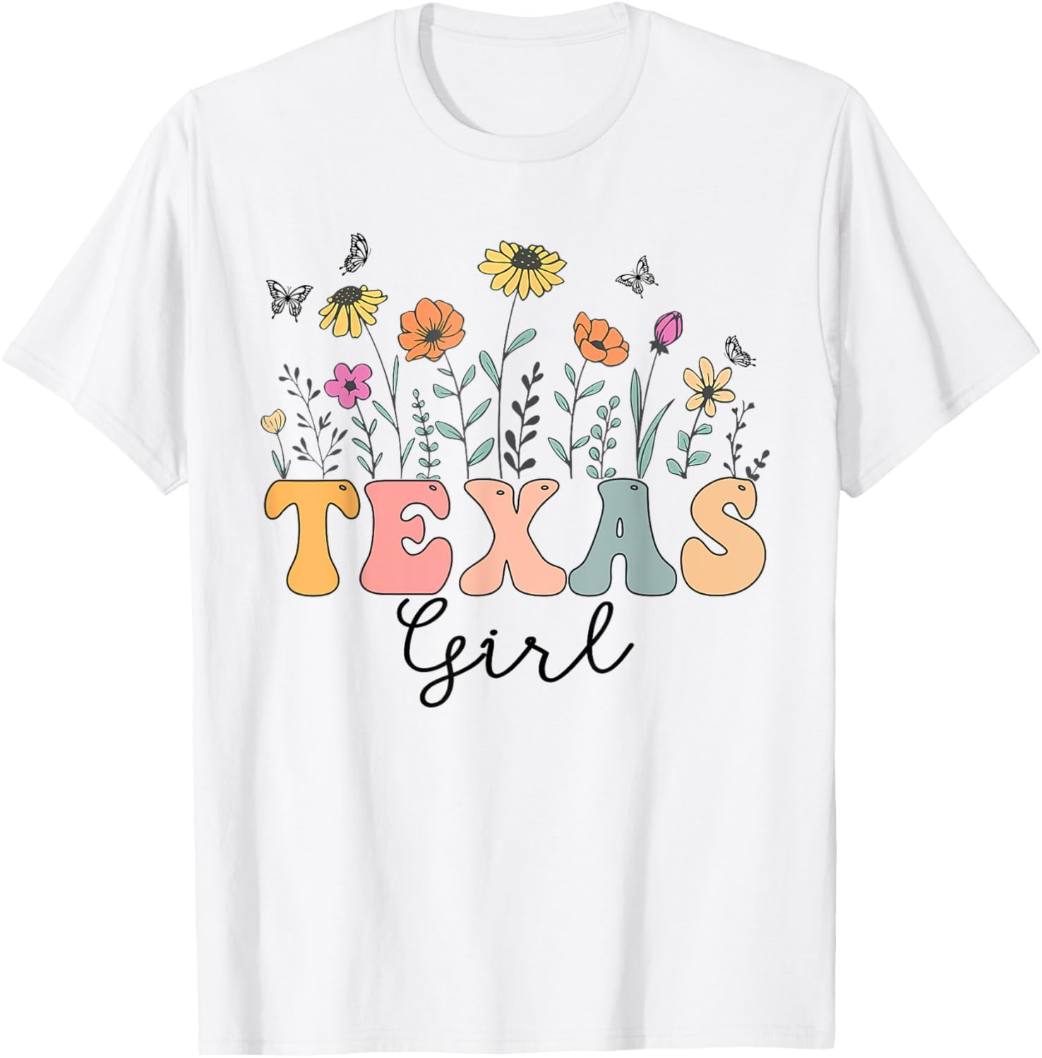 Texas Girl Wildflower Groovy Texas Lover T-Shirt - Walmart.com