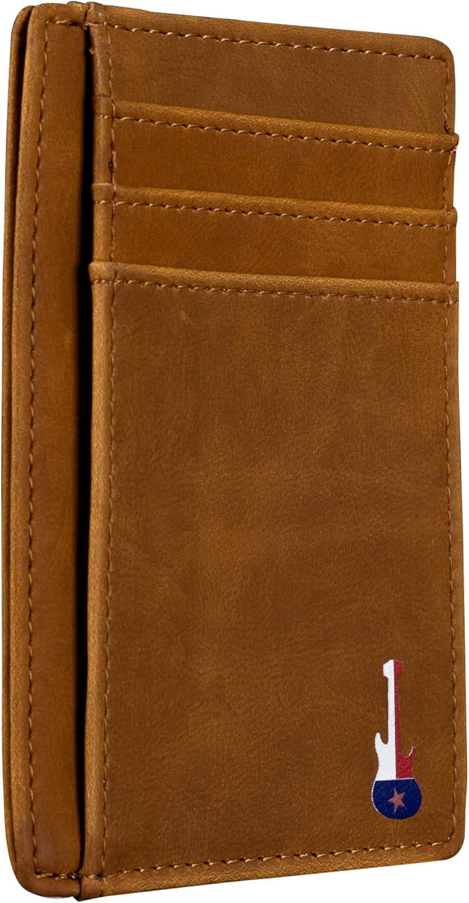 Texas Guitar on Cardholder, Slim Front Pocket Wallet, PU Leather, Khaki ...