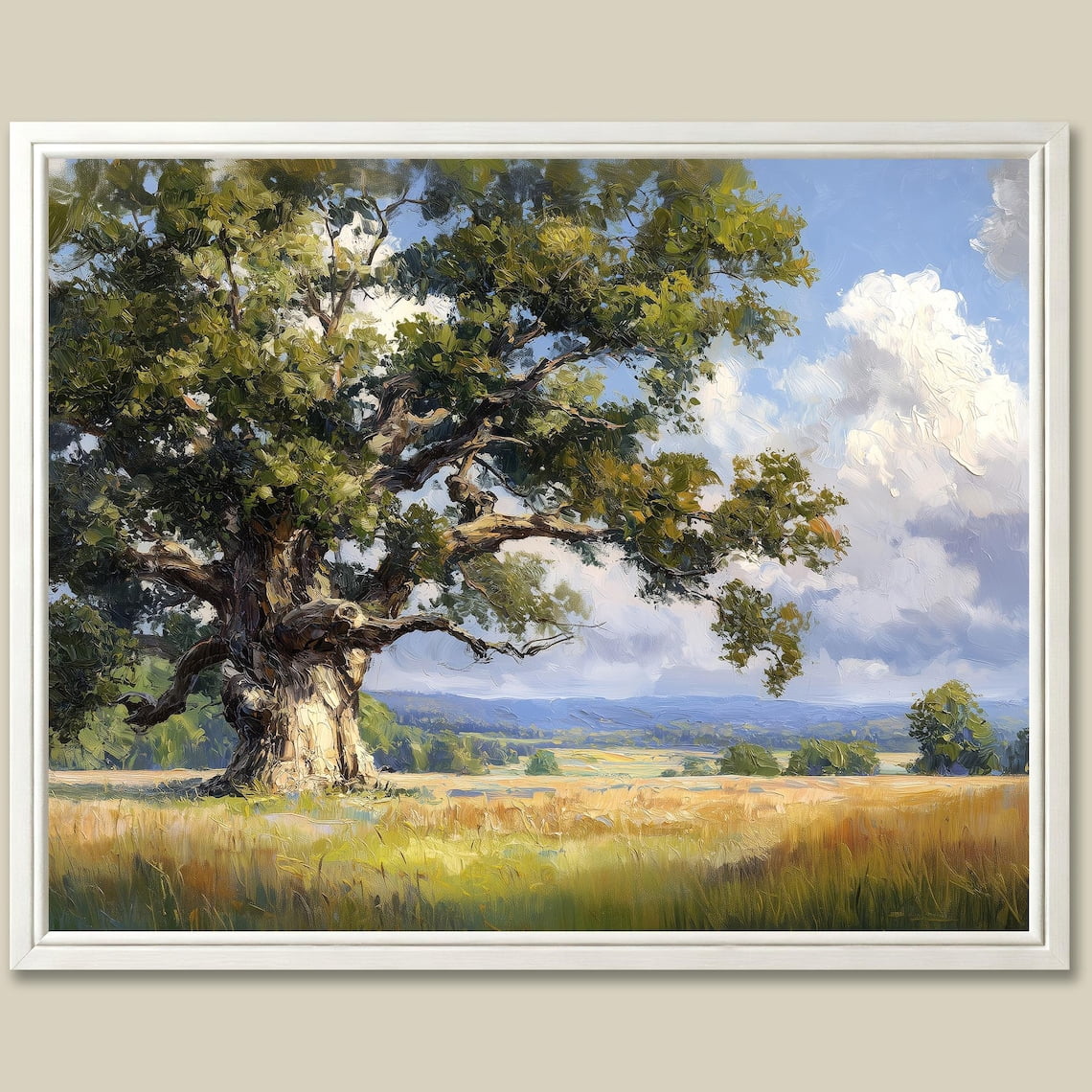 Texas Hill Country Oak Tree Art Print Rustic Farmhouse Wall Decor Room ...
