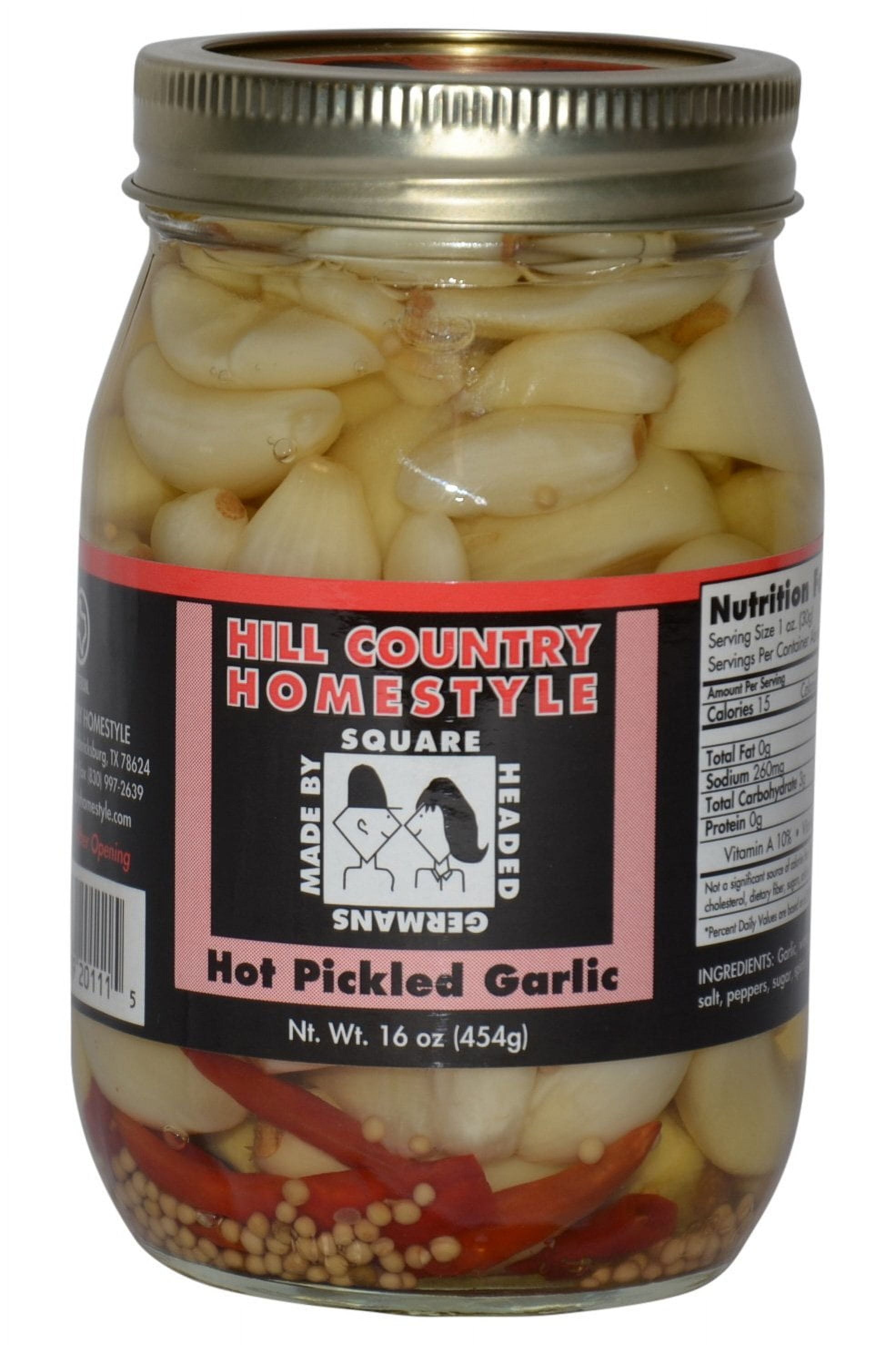 Texas Hill Country peeled Hot Pickled KKS1 Garlic Cloves16oz - Walmart.com