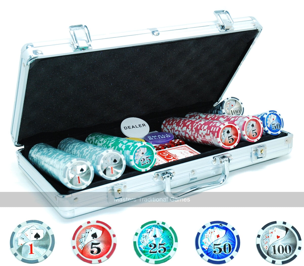 Texas Hold'em Deluxe Poker Chip Set in Aluminium Case with 300 ...