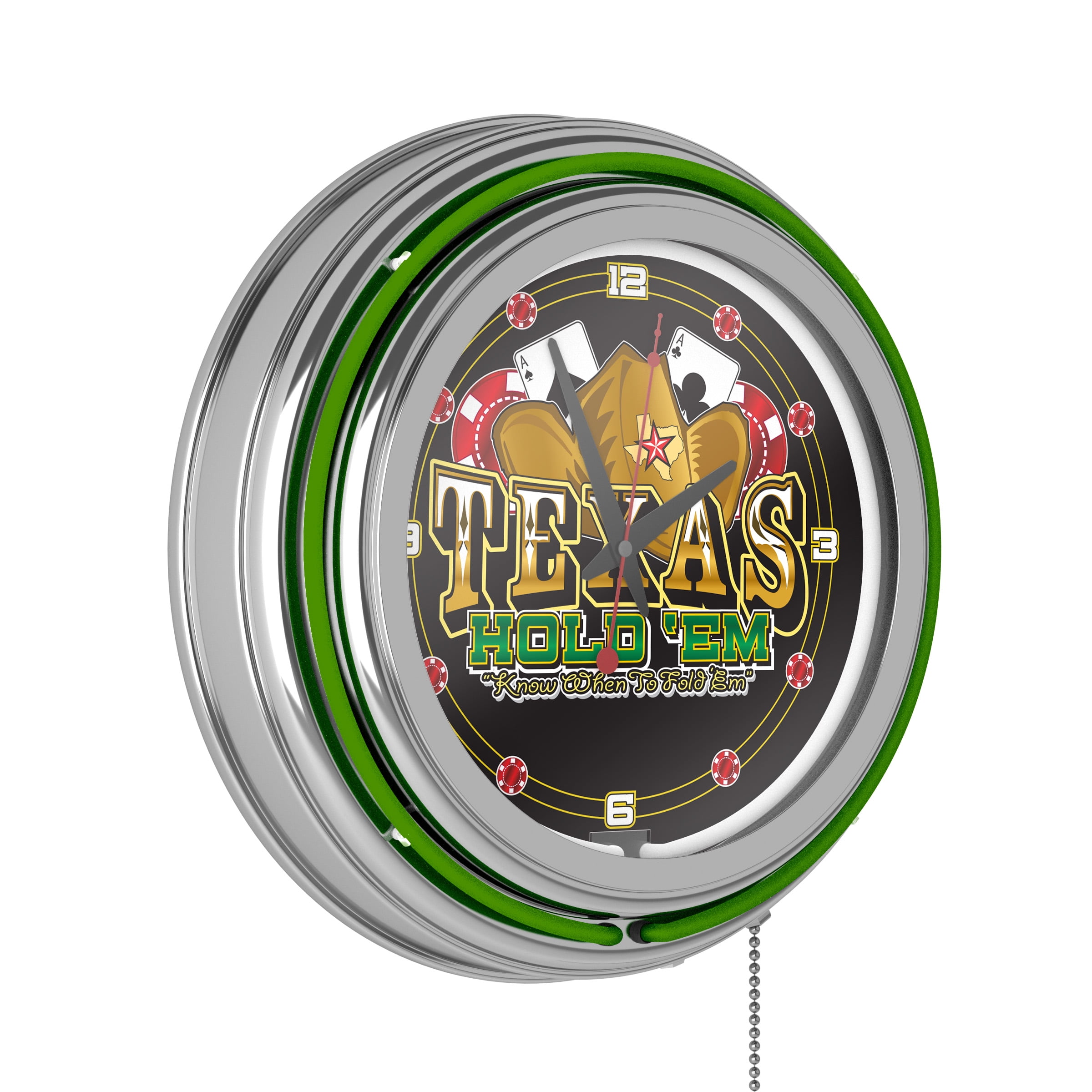 Texas Hold em Logo Neon Wall Clock - Chrome Finish - 14.5 x 3 - Walmart.com