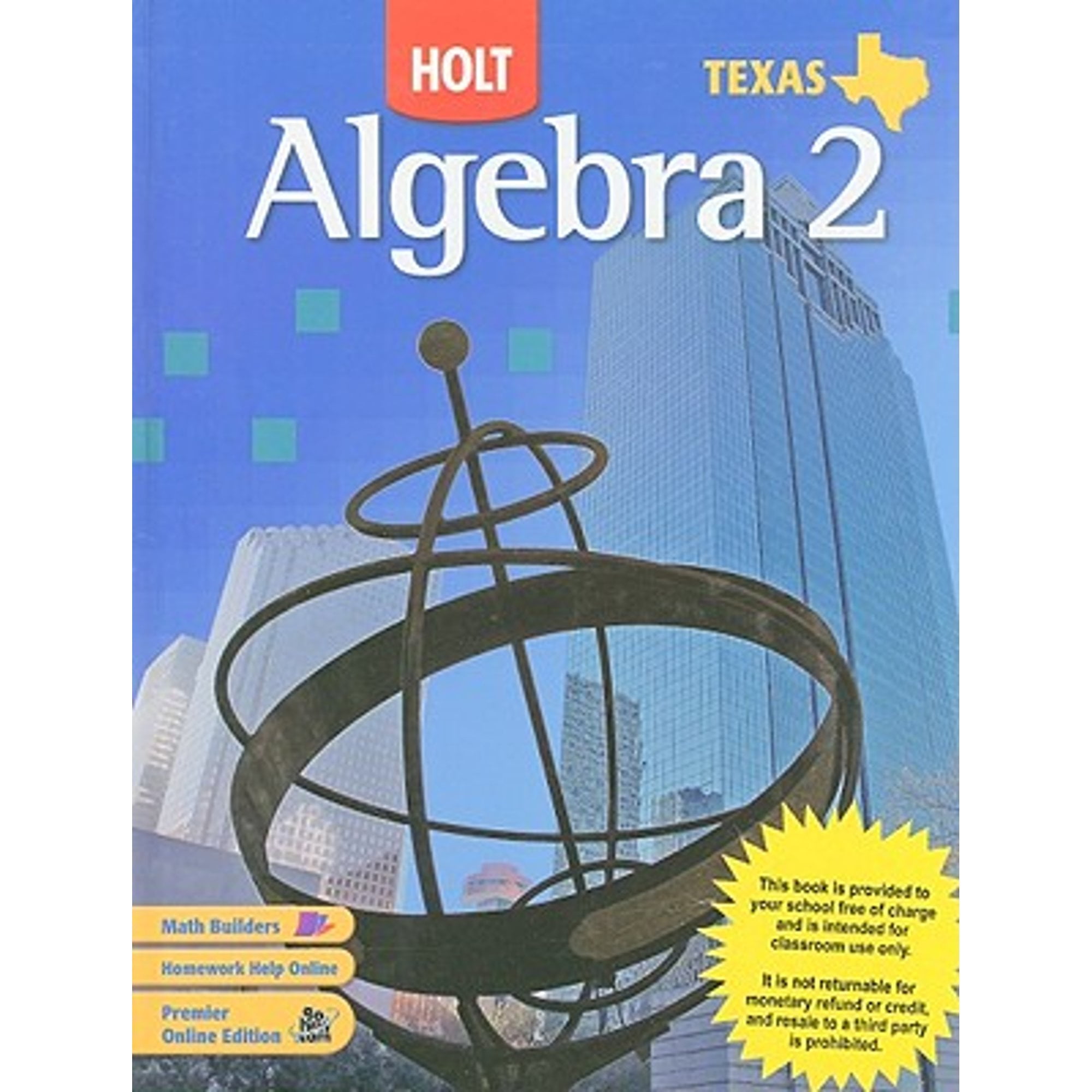 Pre-Owned Texas Holt Algebra 2 (Hardcover) 0030416647 9780030416644 ...
