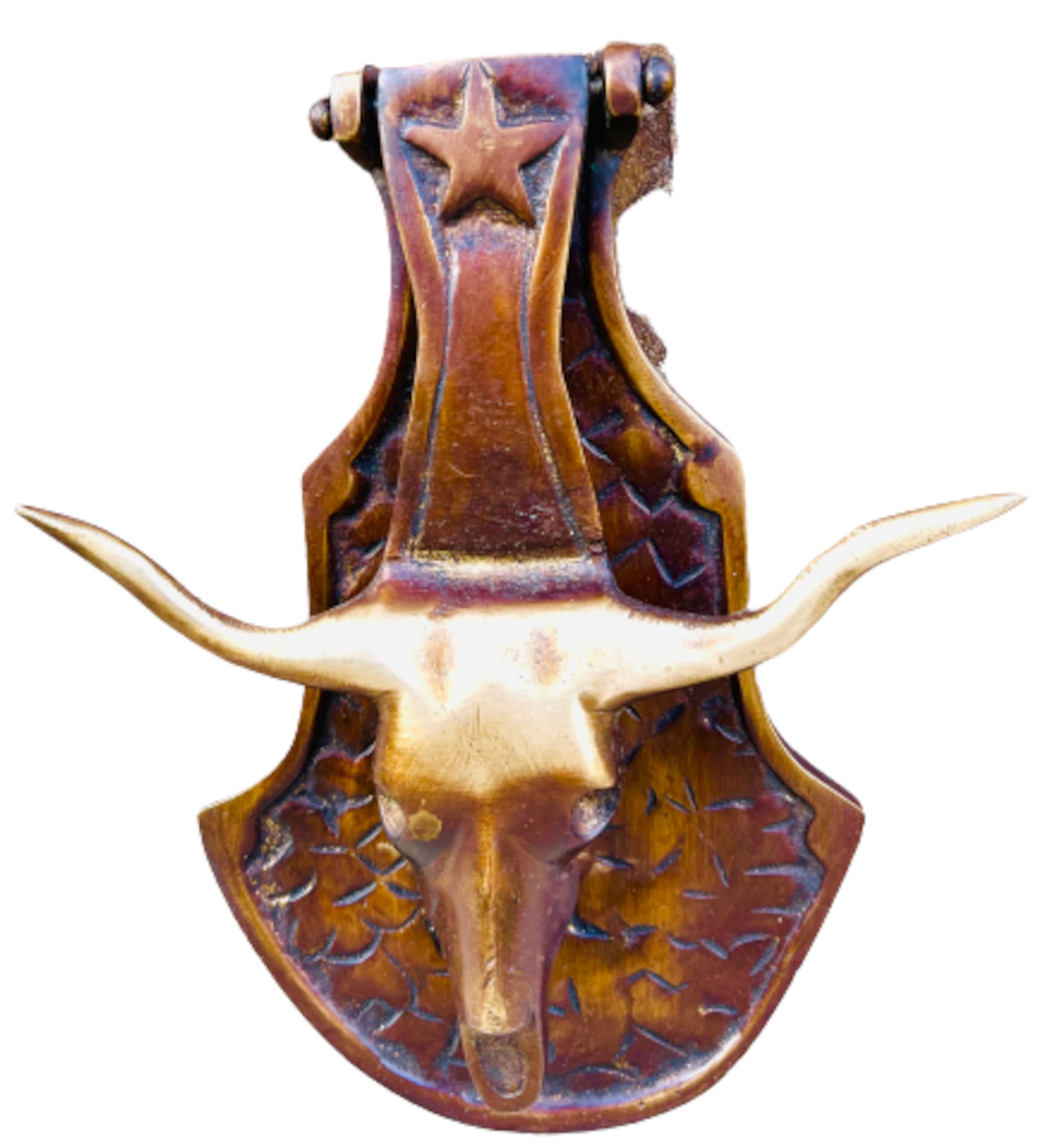 Texas Horn Brass Door Knocker Puller Solid Brass - Bronze Finish Texas ...