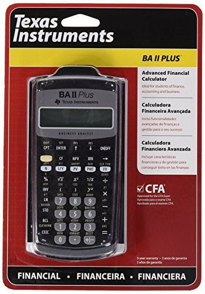 "Texas Instruments BA II Plus Financial Calculator, Black, Amortization ...
