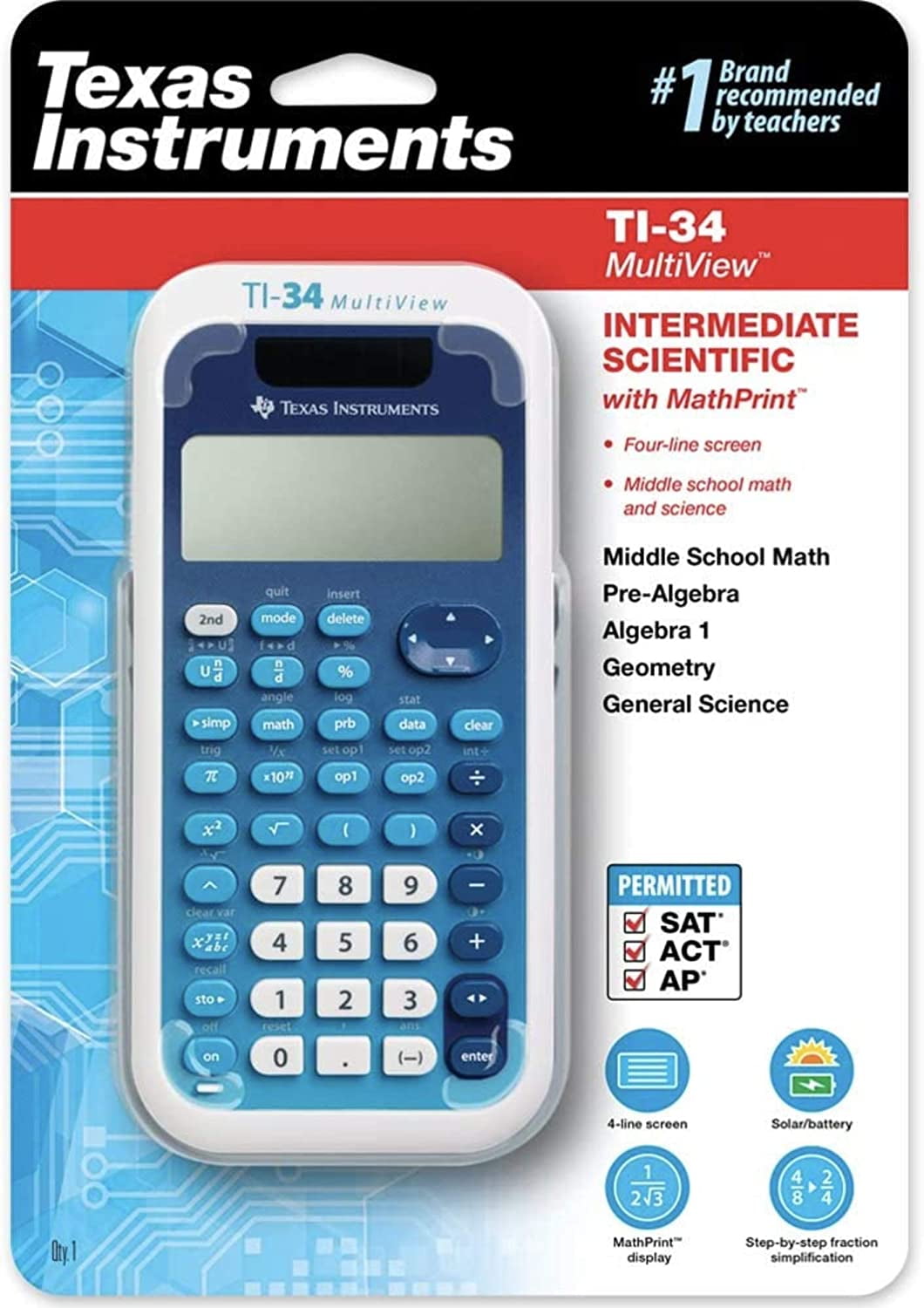 Texas Instruments TI-34 Multi View Calculator, Multicolor - Walmart.com