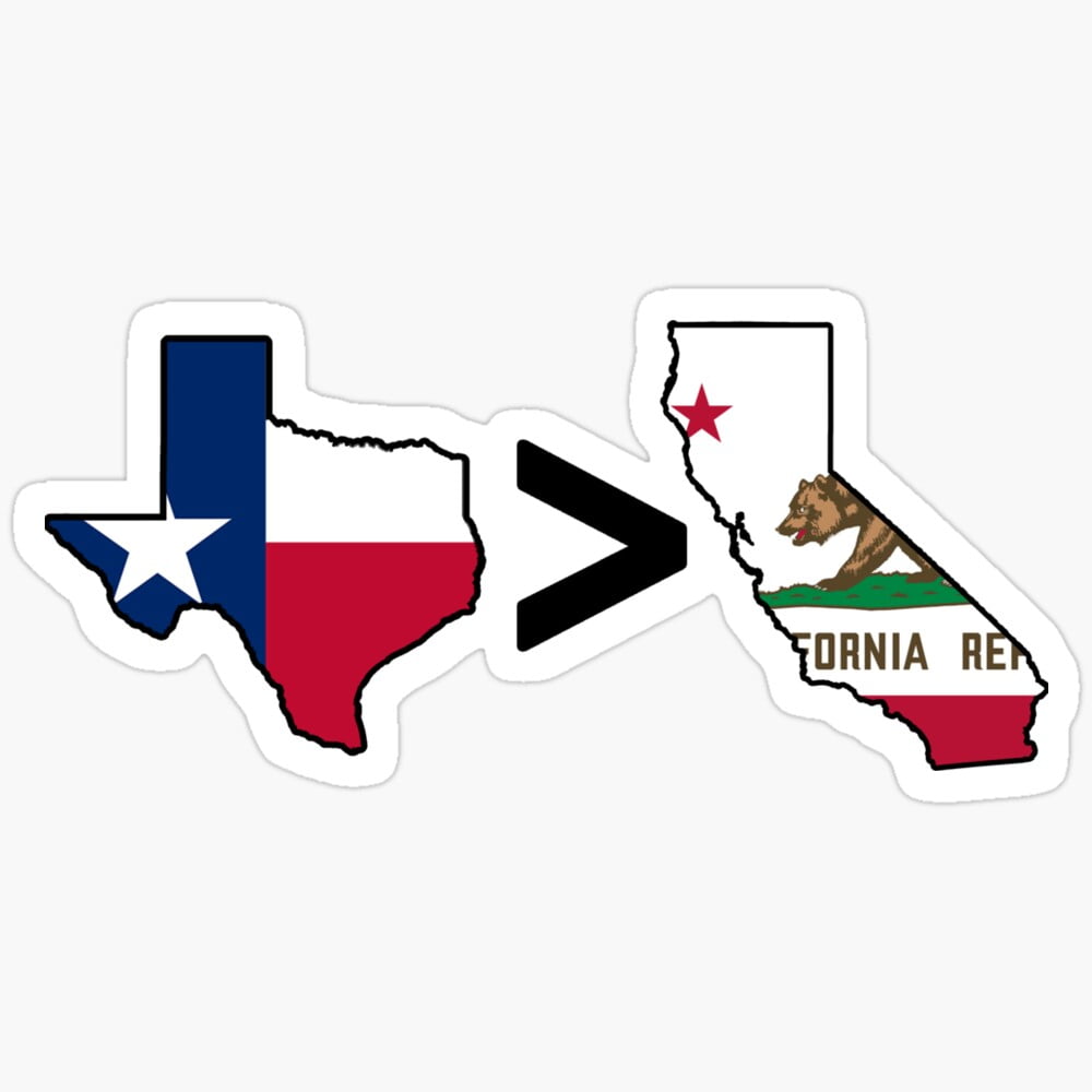 Texas Is Greater Than California Sticker Phone Decal Water Bottle ...