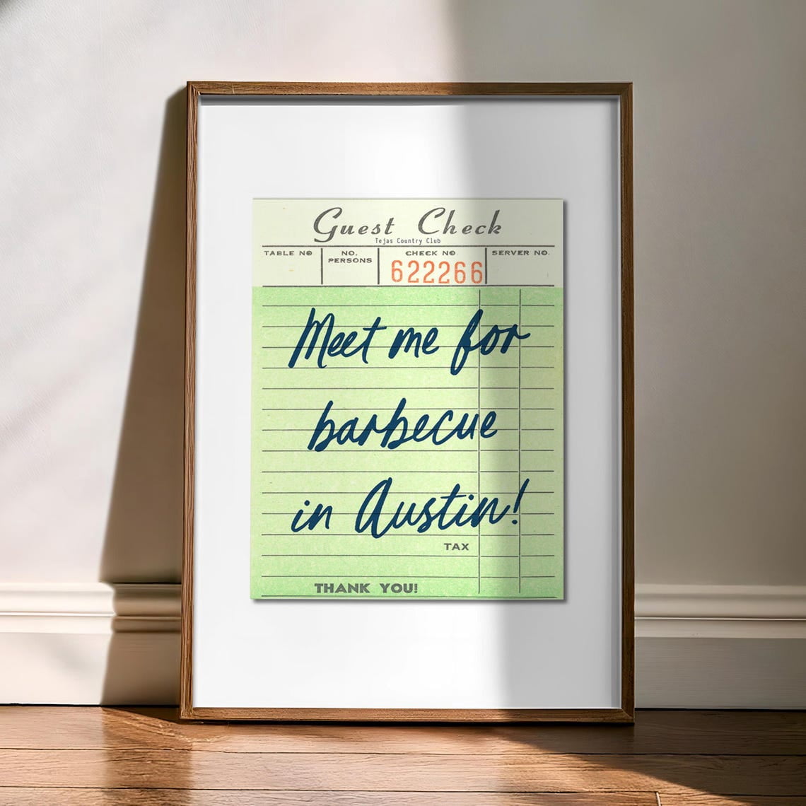 Texas Kitchen Print Guest Check Decor Austin Style Dining Room Wall Art ...