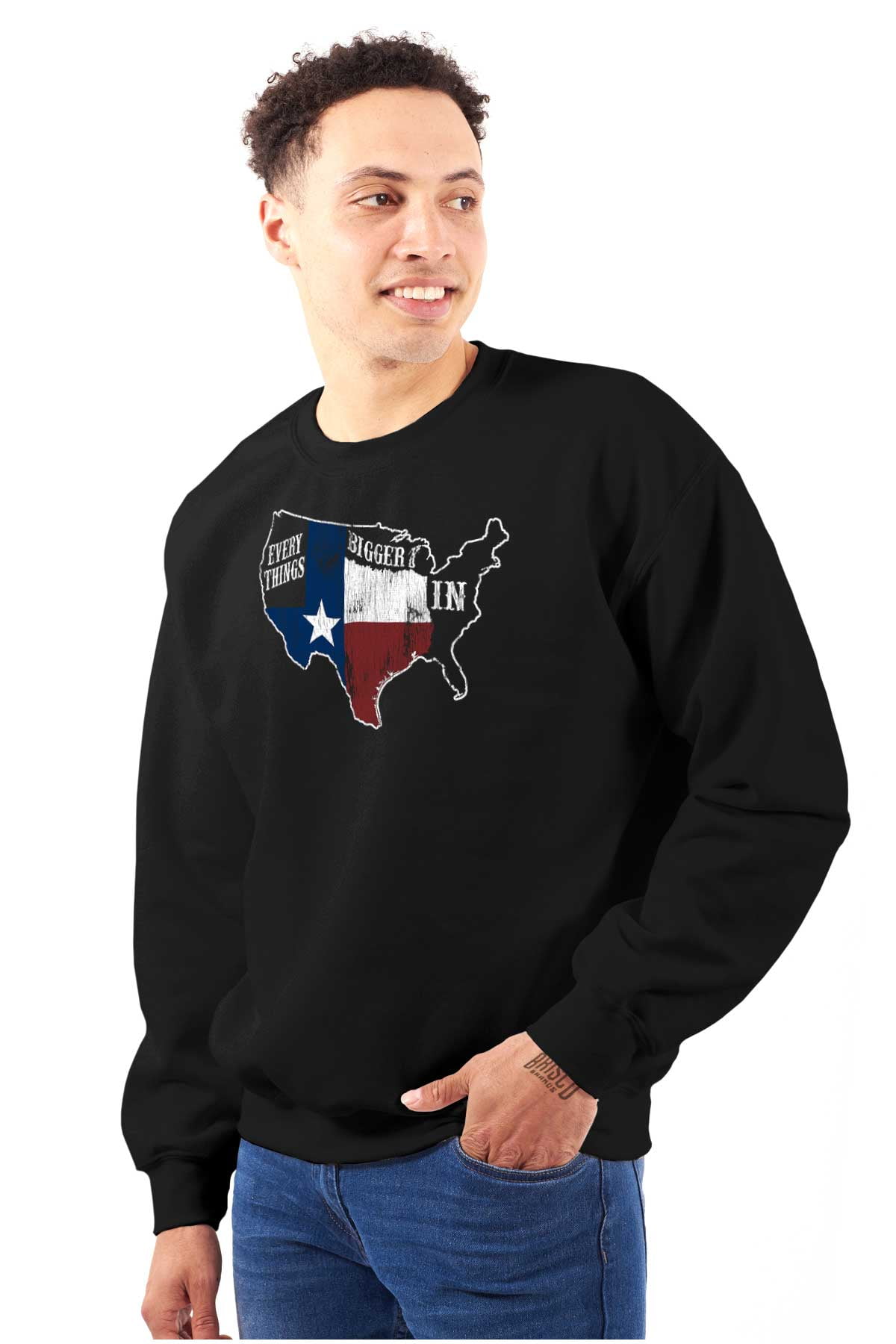 Texas Large Funny Distressed TX Flag Sweatshirt for Men or Women Brisco ...