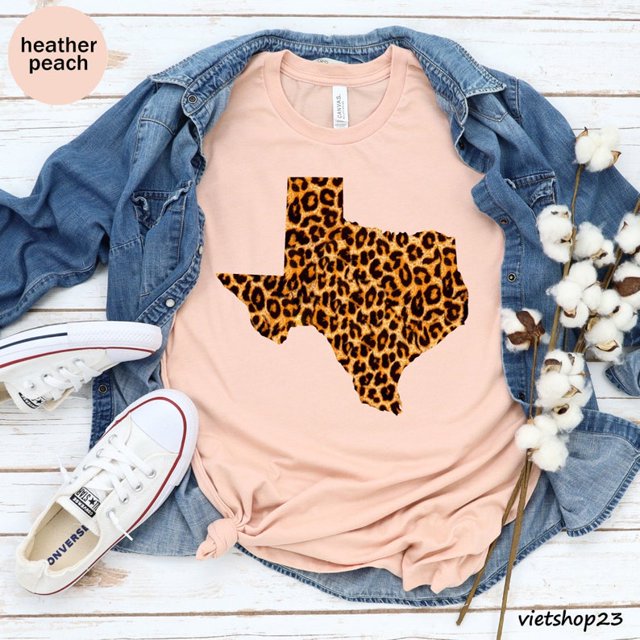 Texas Leopard Print Tee – Texas State Pride Shirt, Leopard Map Gift ...