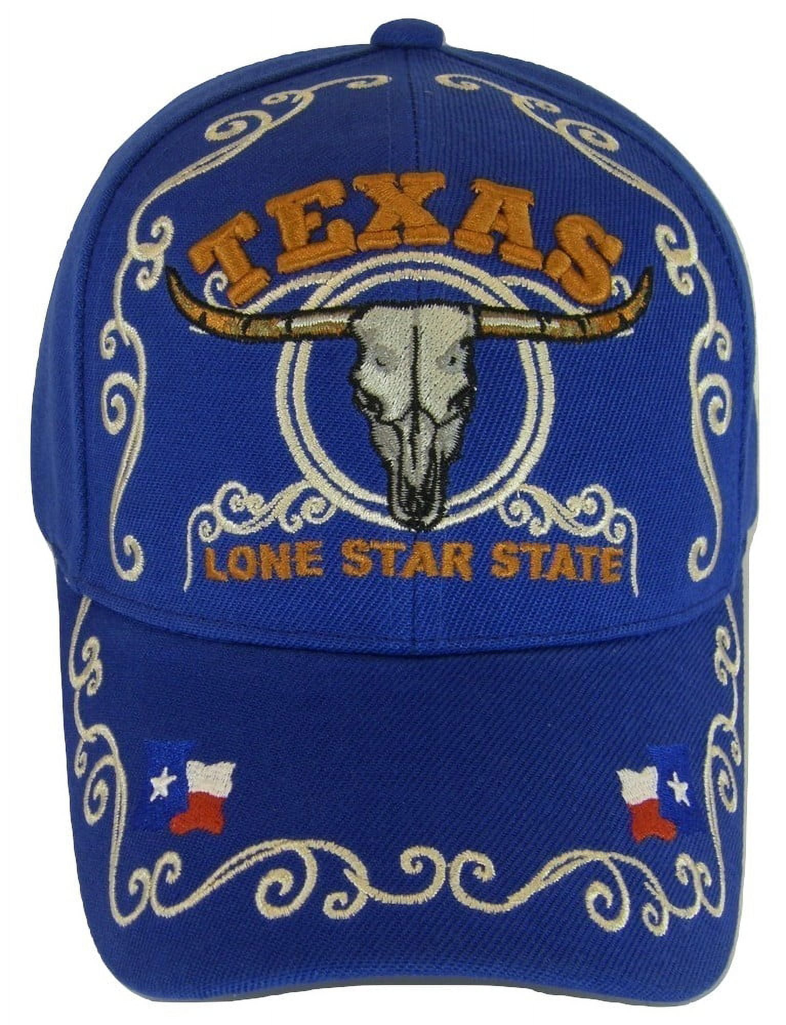 Texas Lone Star State Adjustable Baseball Cap with Flag and Longhorn ...